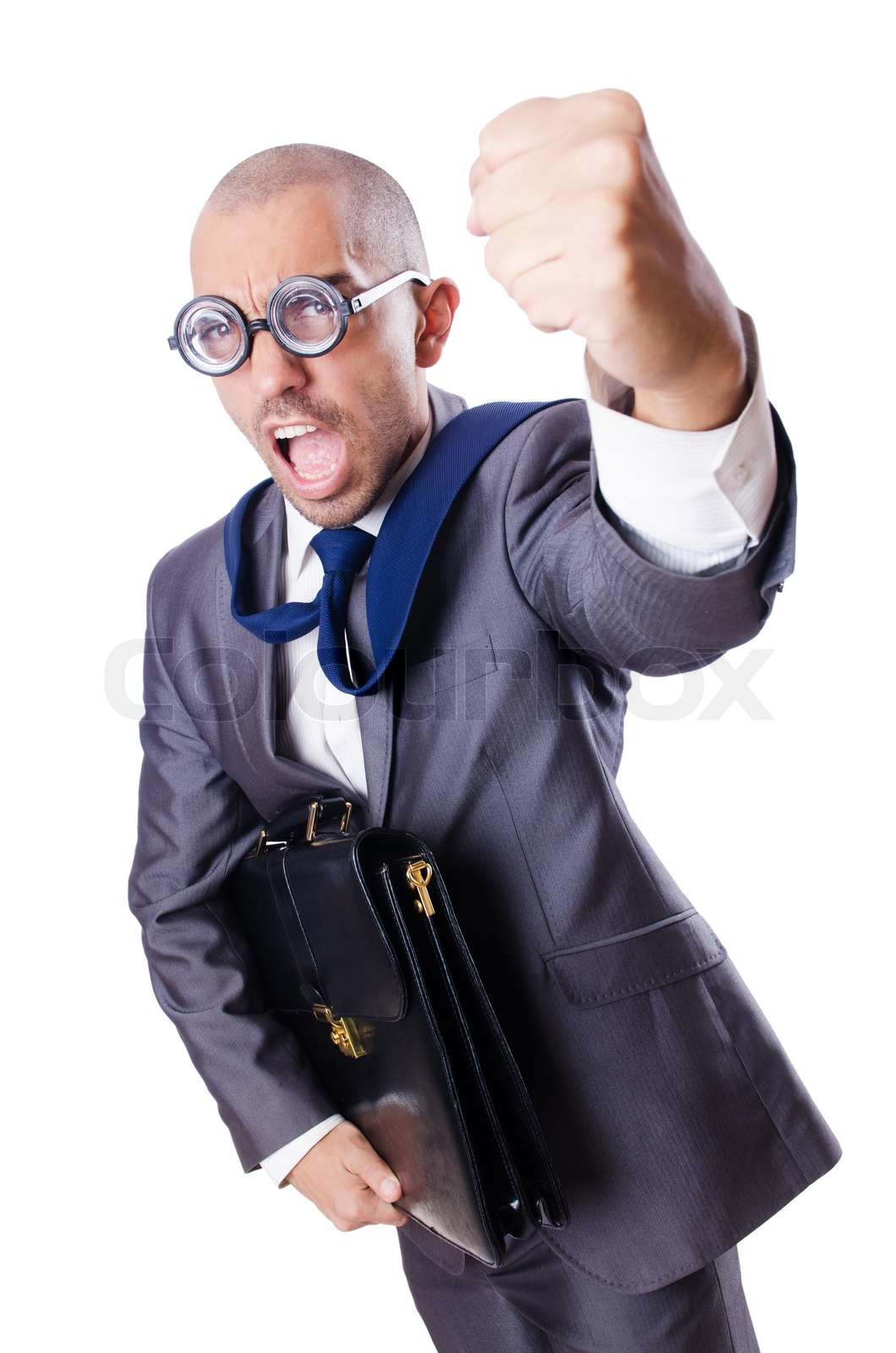 Lustige Nerd Geschäftsmann auf dem weißen | Stock Bild | Colourbox
