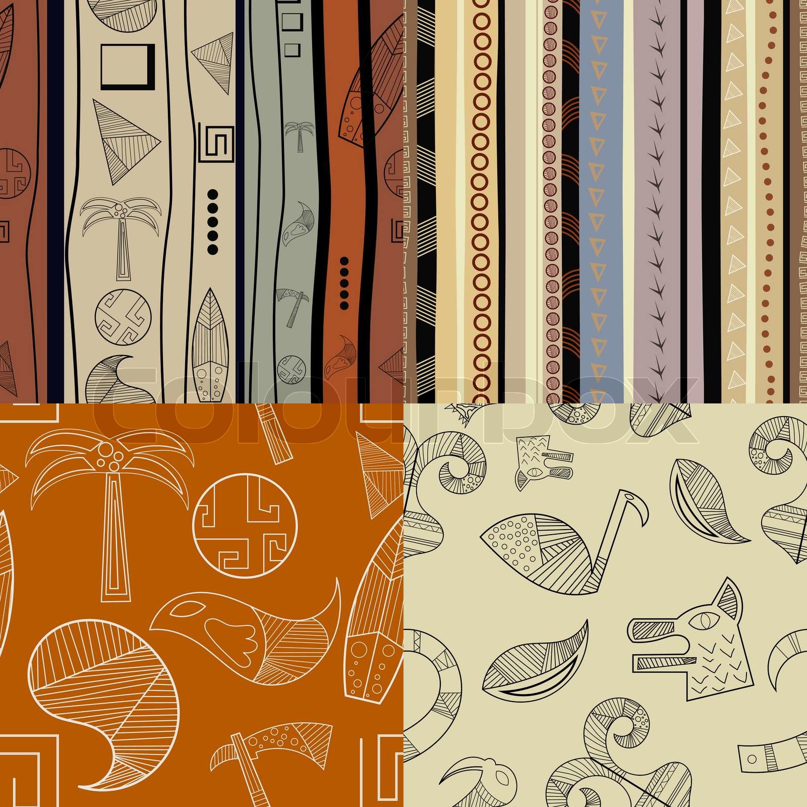 Set offullcolor patterns primitive tribal pattern | Stock vector ...