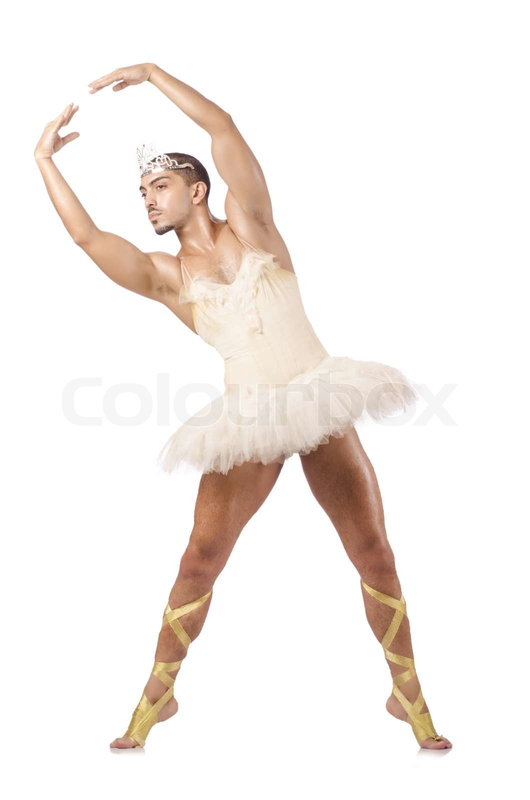 Man in ballet tutu isolated on white | Stock image | Colourbox