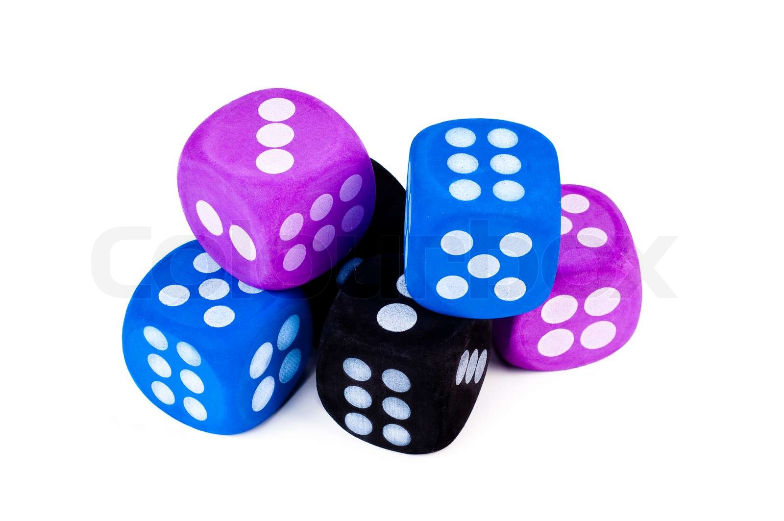 Stack of big dice on white | Stock image | Colourbox