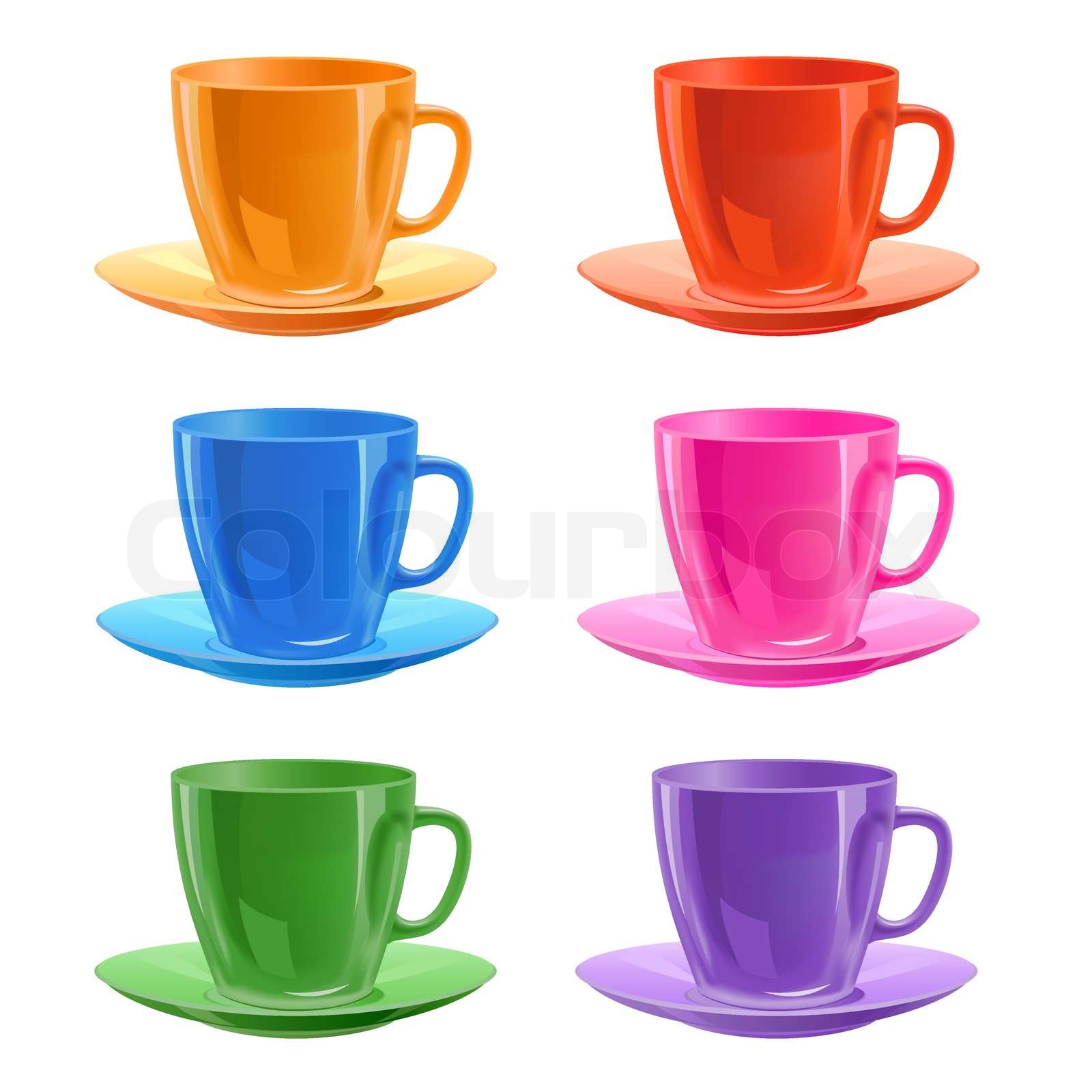 Set of cups with a saucers | Stock vector | Colourbox