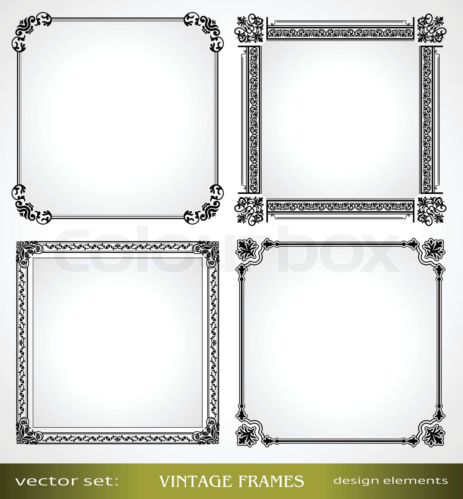 Vintage frames set, calligraphic victorian ornamental photo frames ...