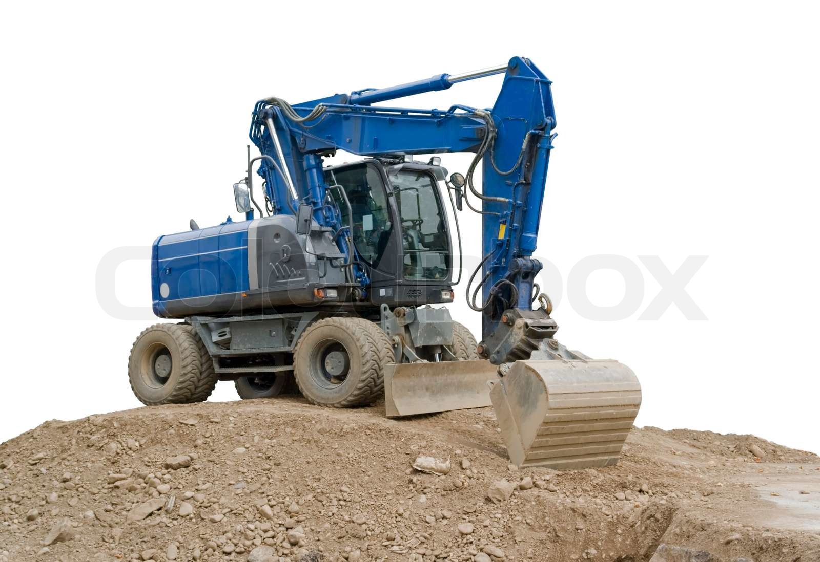 blaue Bagger auf der Erde Haufen | Stock Bild | Colourbox