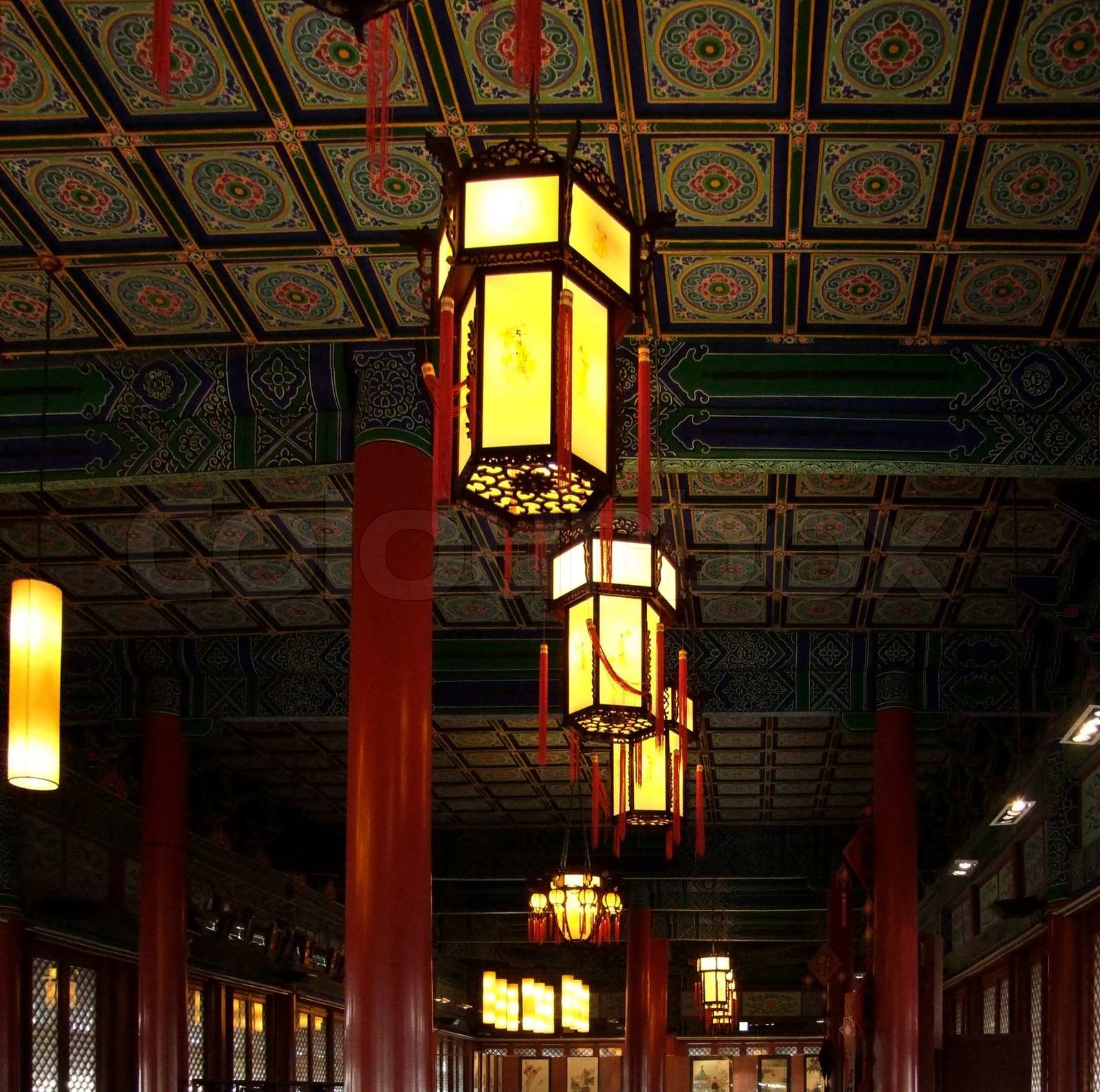 chinese ceiling and lamps | Stock image | Colourbox