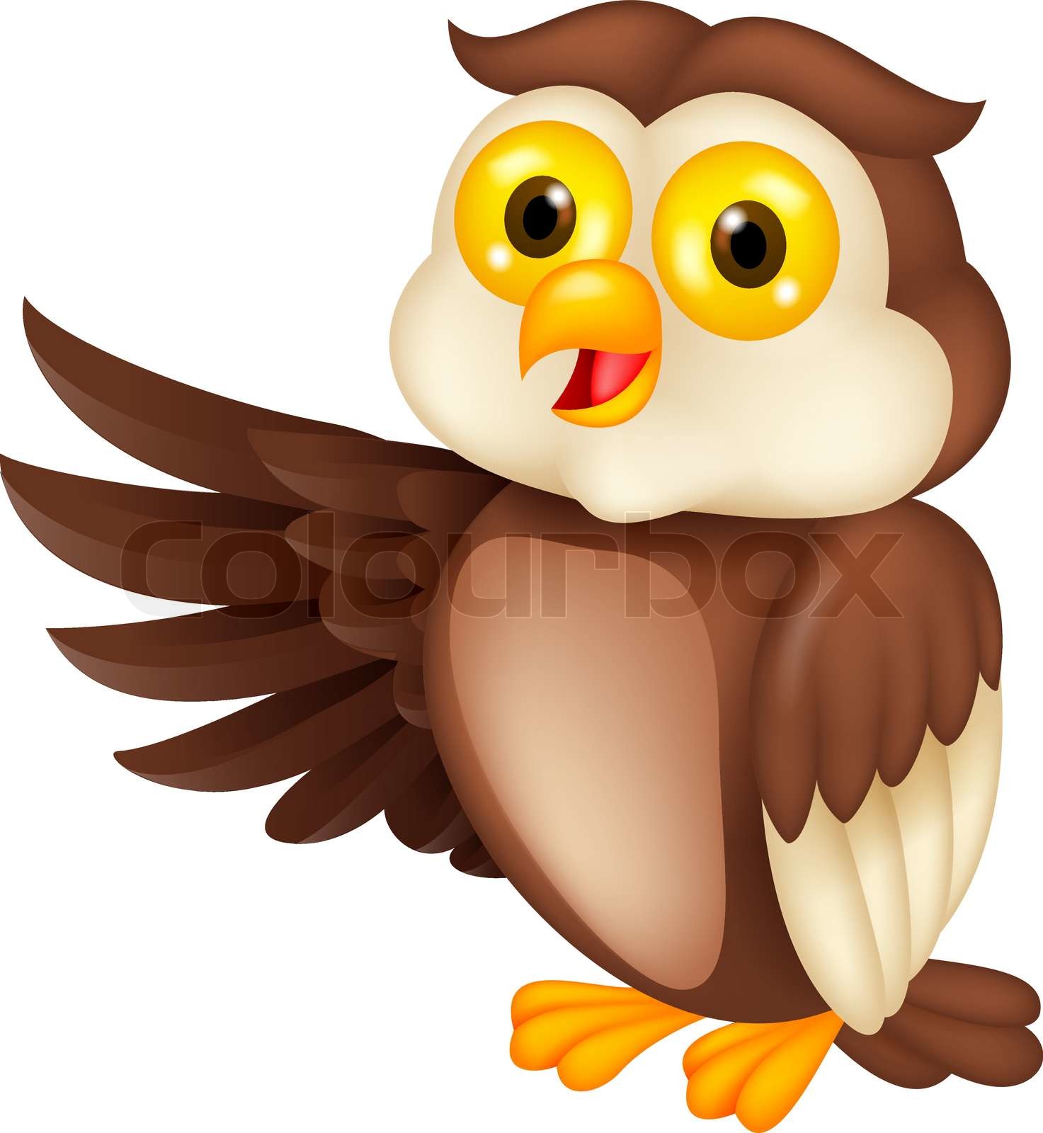 Owl cartoon waving | Stock vector | Colourbox