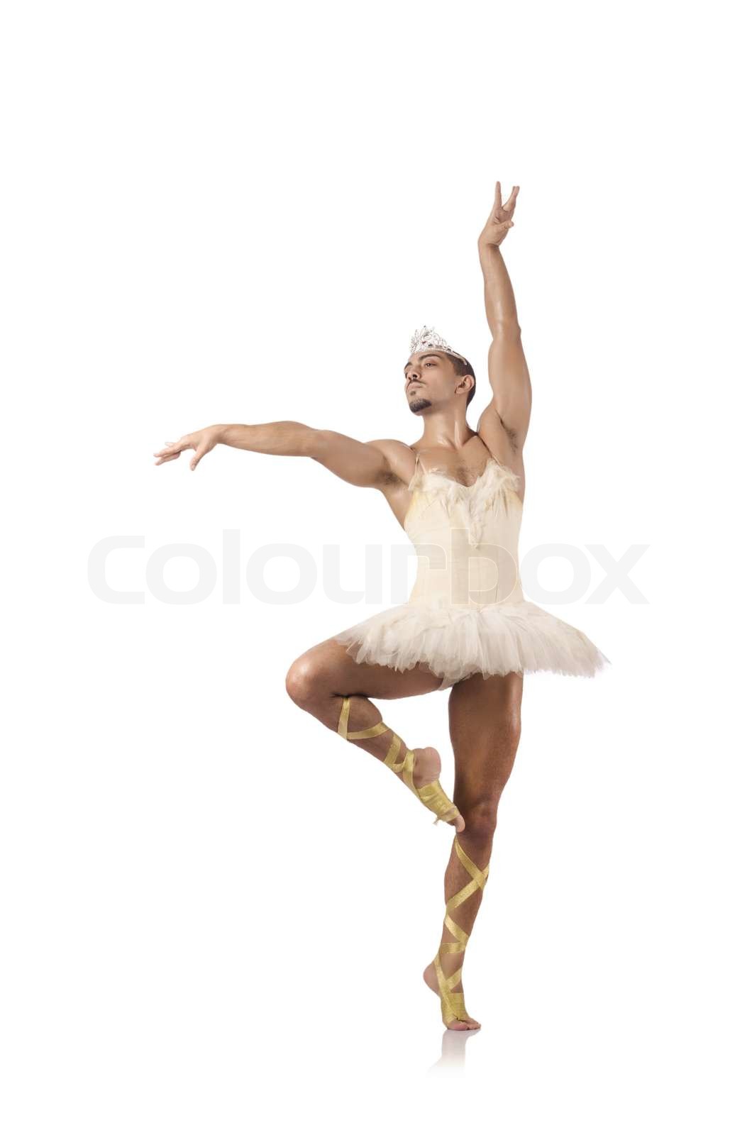 Man in ballet tutu isolated on white | Stock image | Colourbox