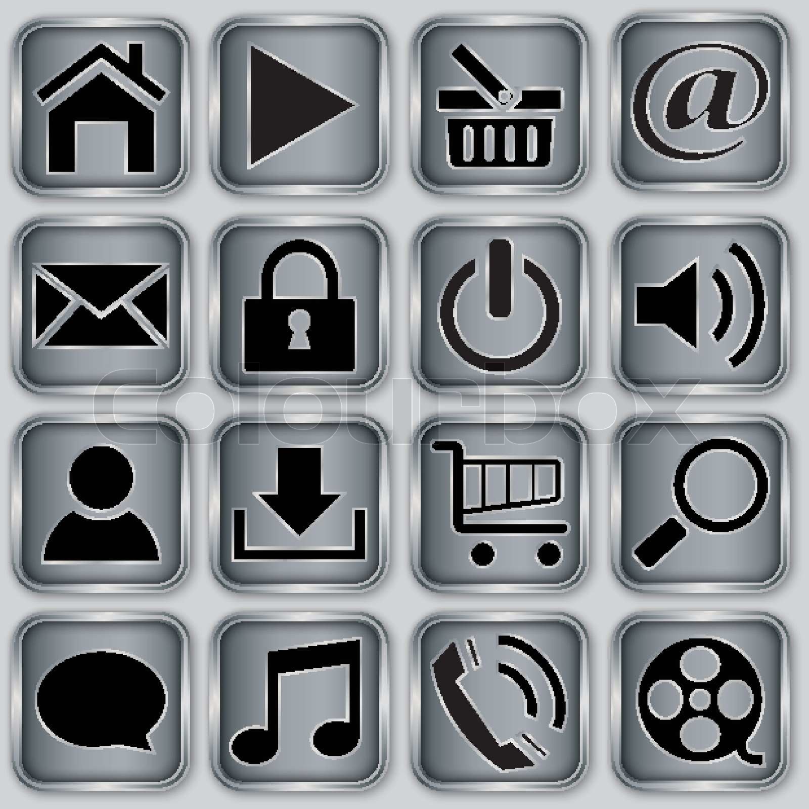 Silver app icon set, vector illustration | Stock vector | Colourbox