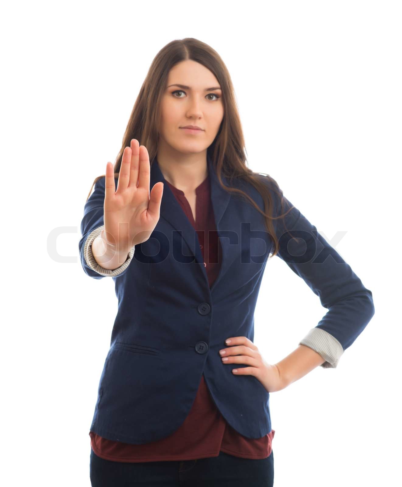 woman showing stop hand | Stock image | Colourbox