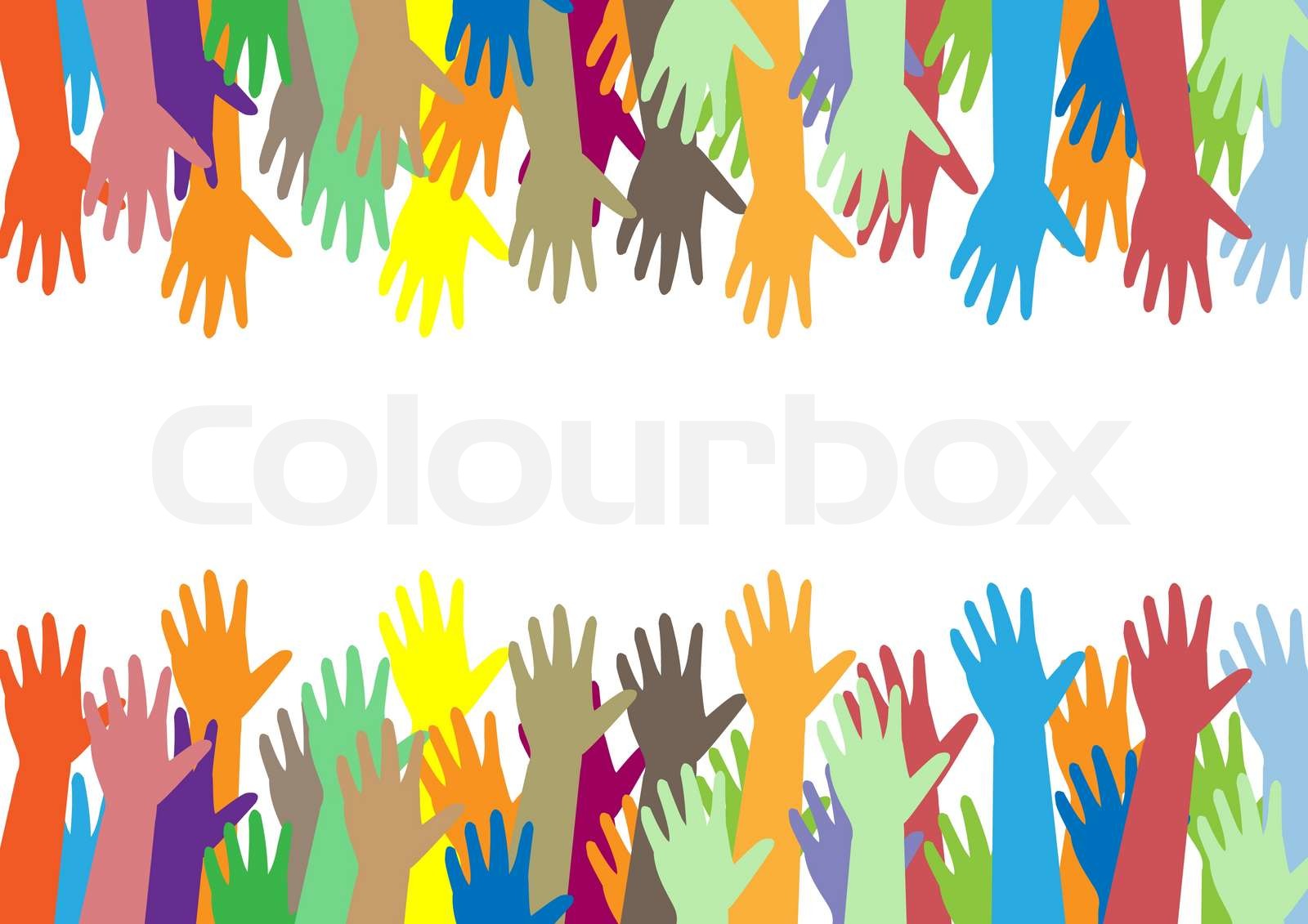 hands of different colors cultural and ethnic diversity, vector ...