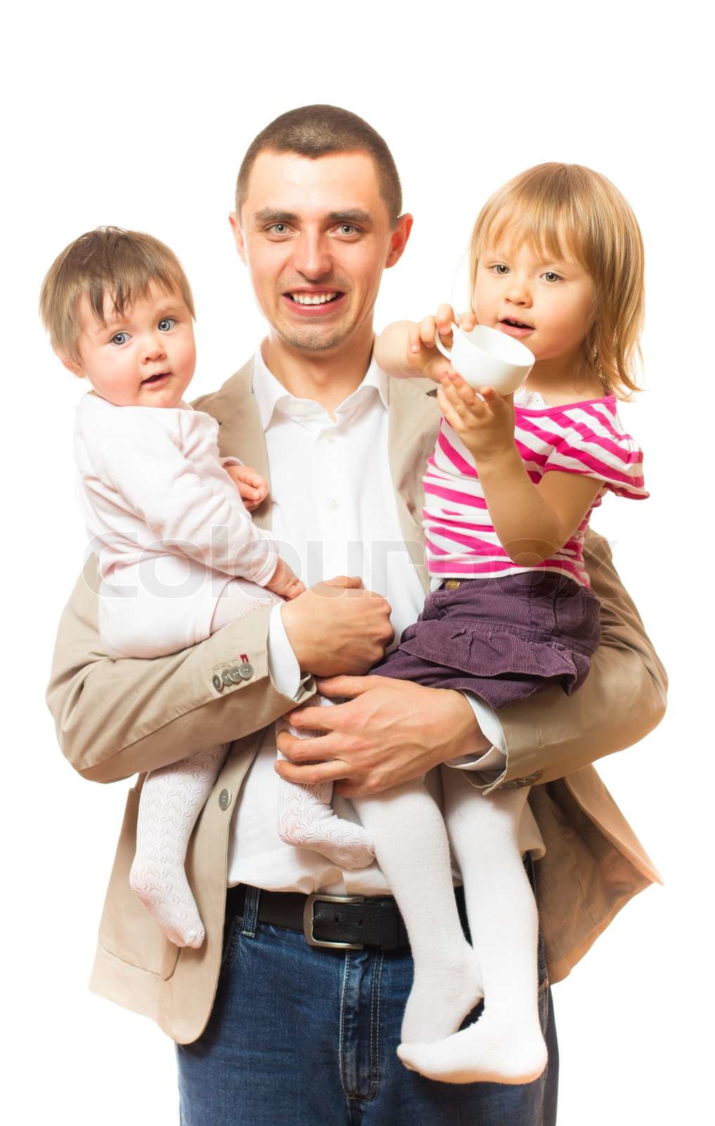 father holds two daughters | Stock image | Colourbox father holds two daughters | Stock image | Colourbox