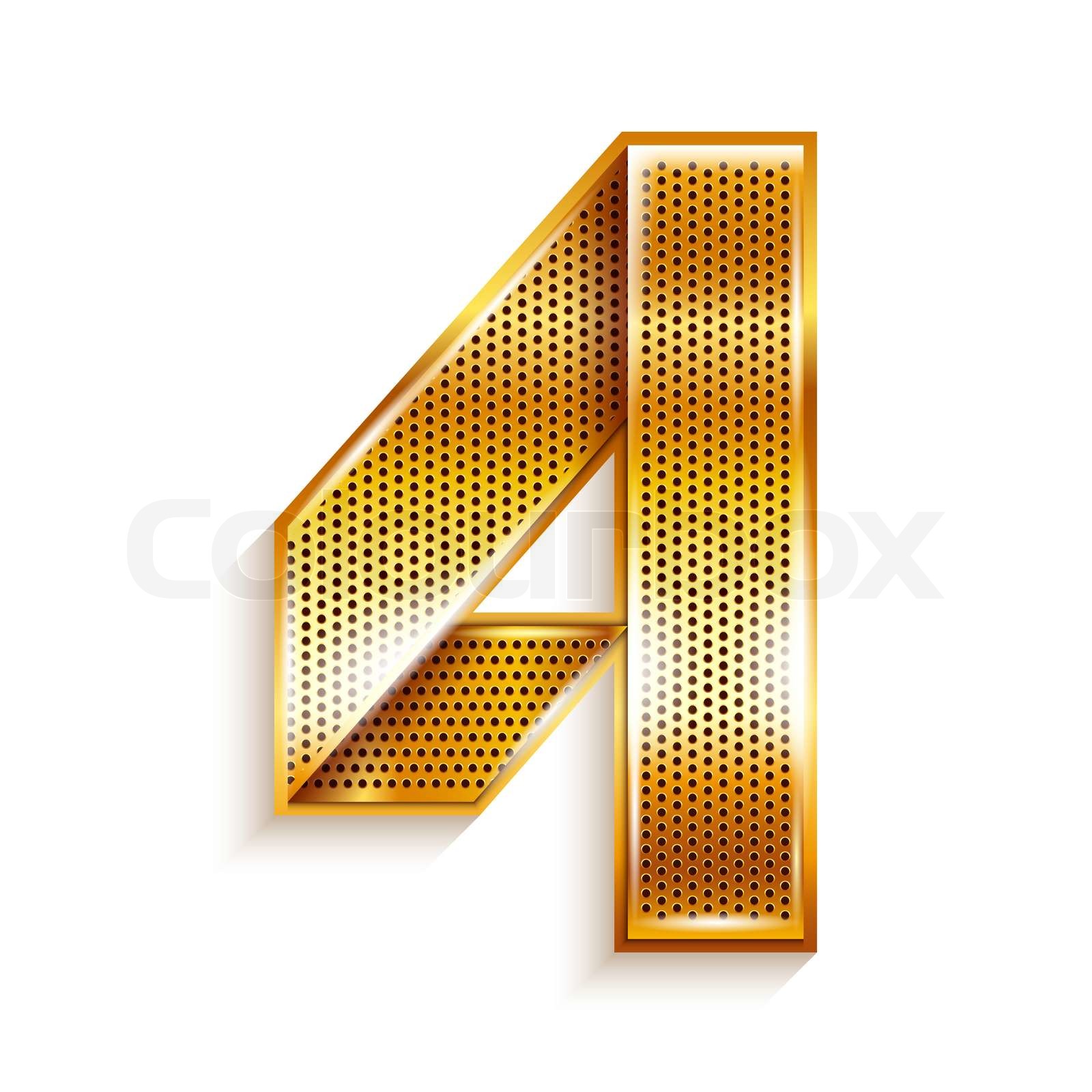 Number metal gold ribbon - 4 - four | Stock image | Colourbox