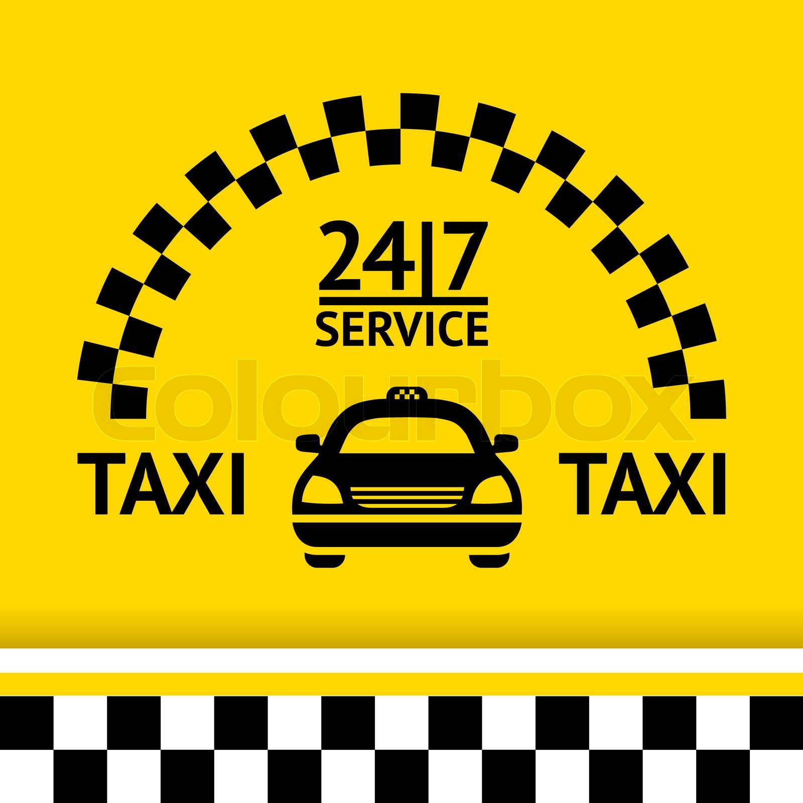 Taxi symbol, and car on thebackground | Stock image | Colourbox