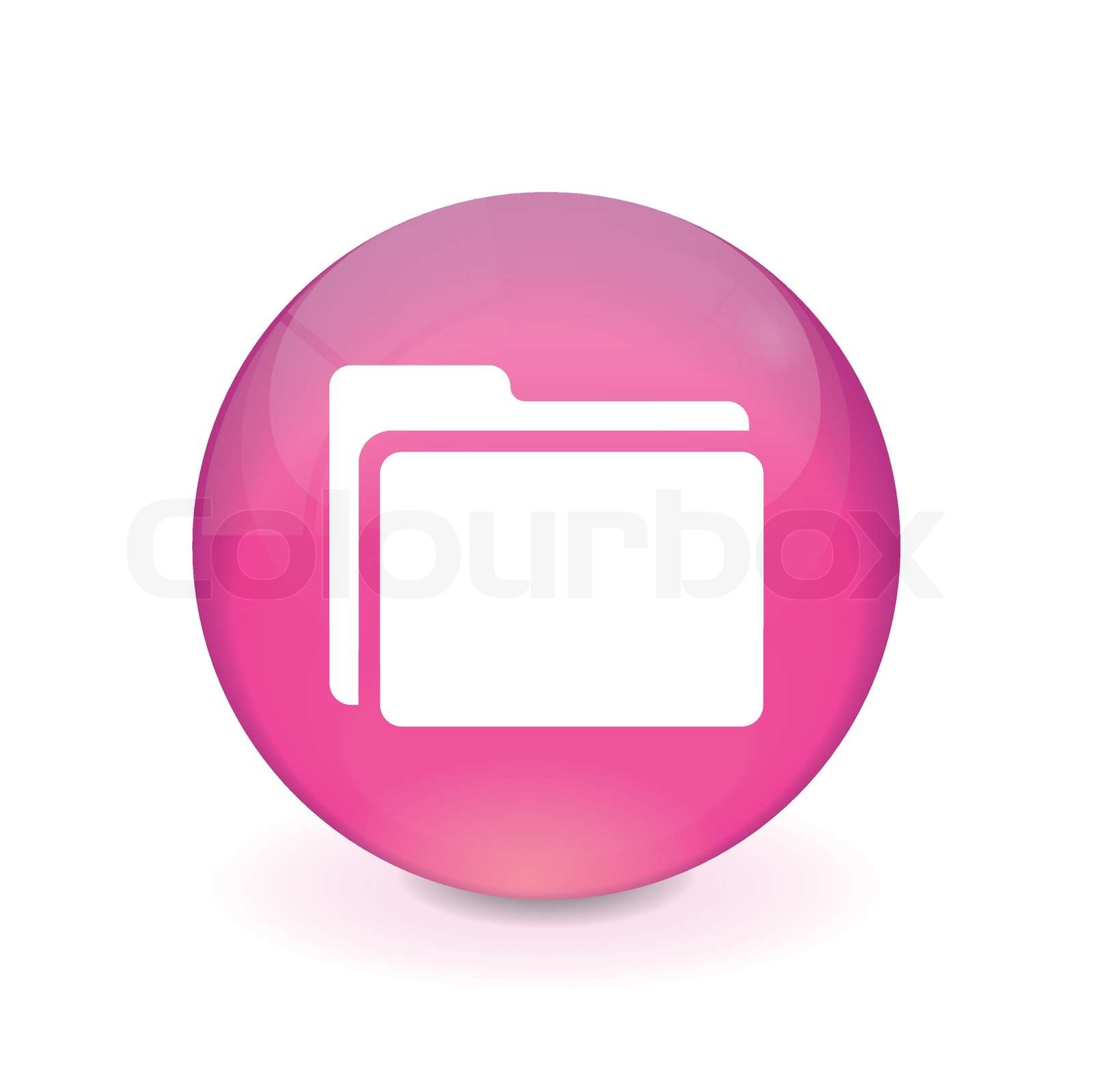 Round pink button - folder icon | Stock vector | Colourbox