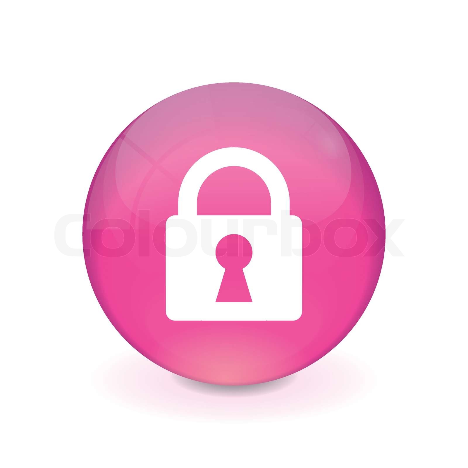 Round pink button - lock icon | Stock vector | Colourbox