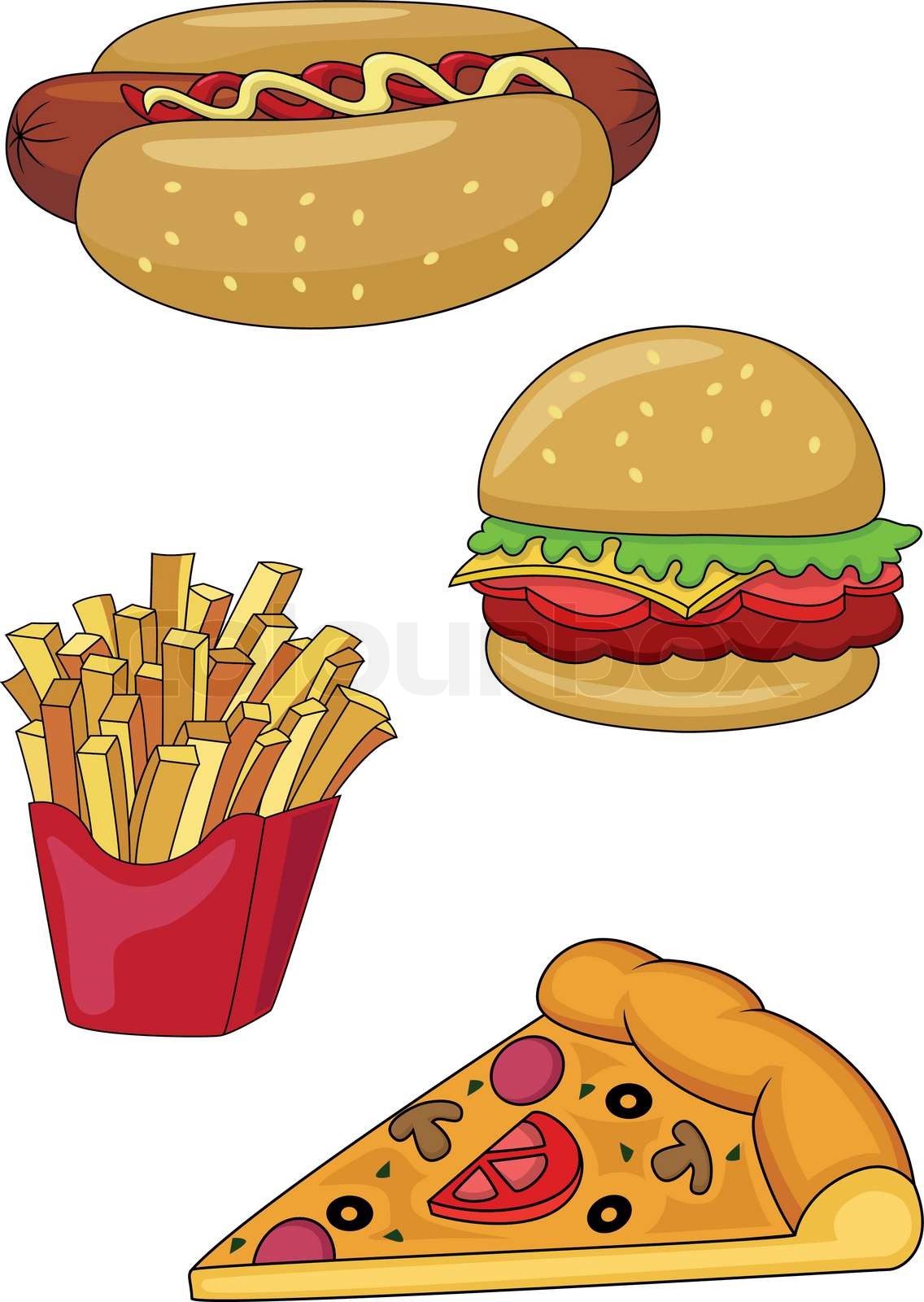 Fast food cartoon collection | Stock vector | Colourbox