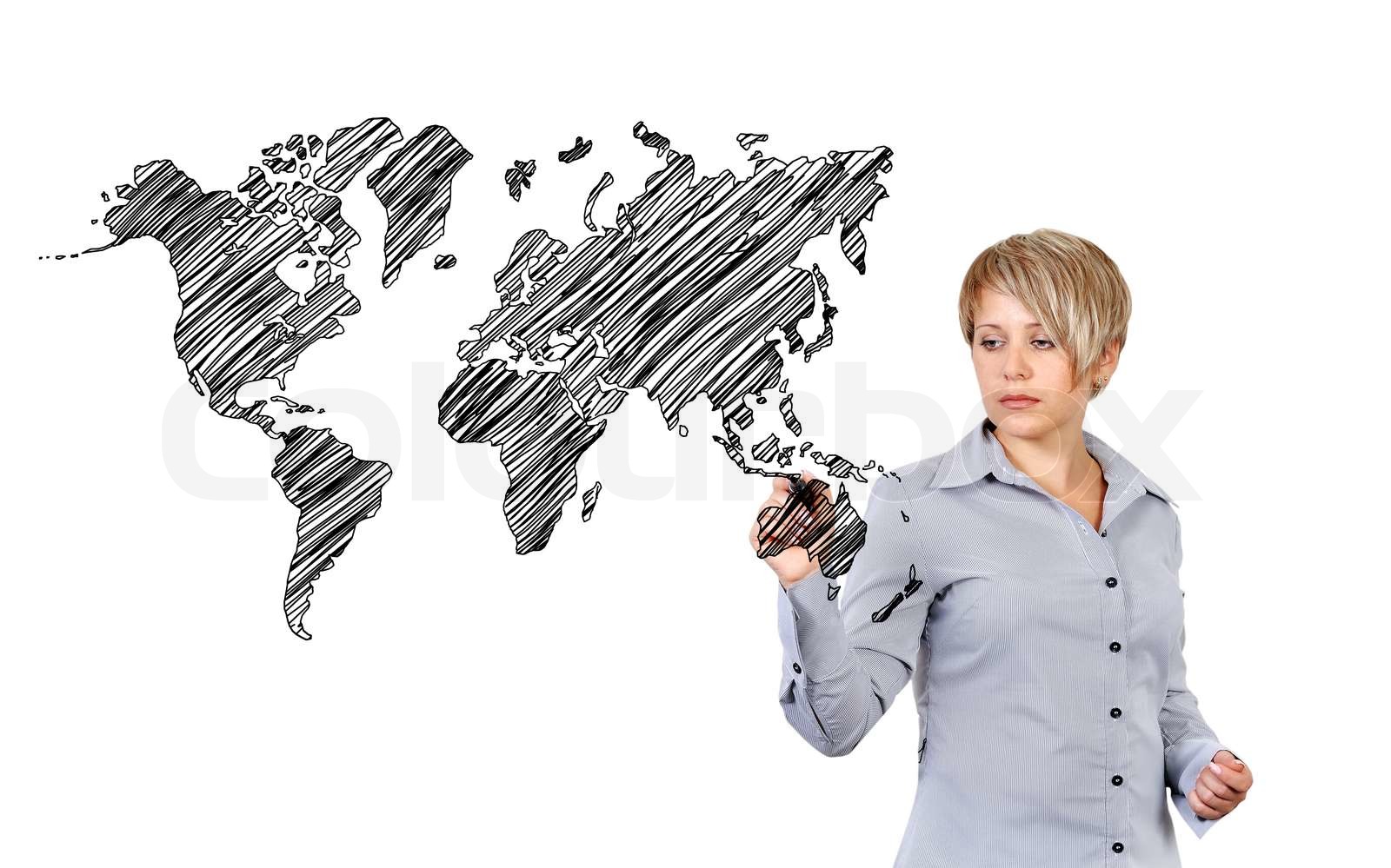 woman drawing map | Stock image | Colourbox