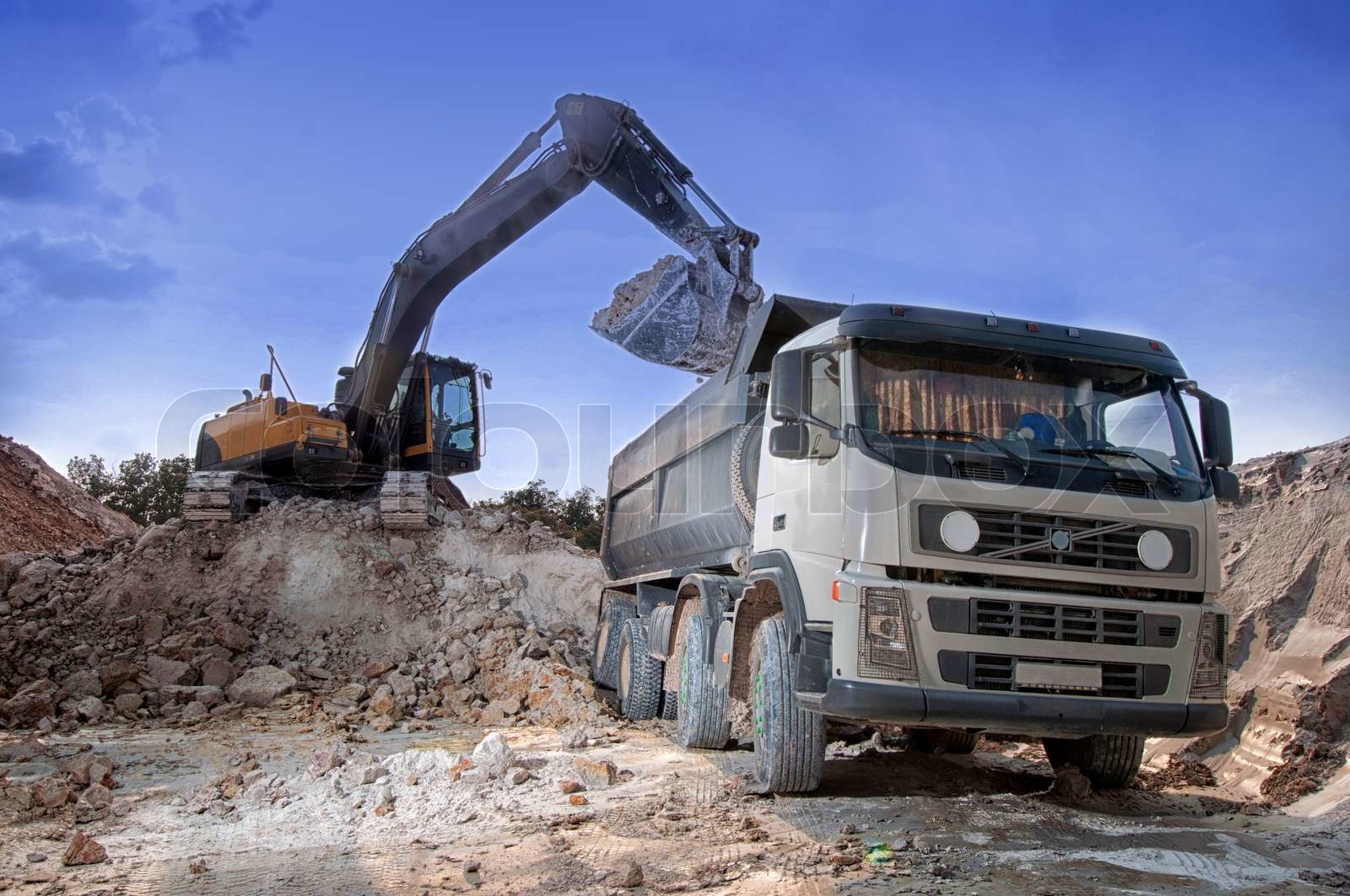 loading a large lorry building material | Stock image | Colourbox