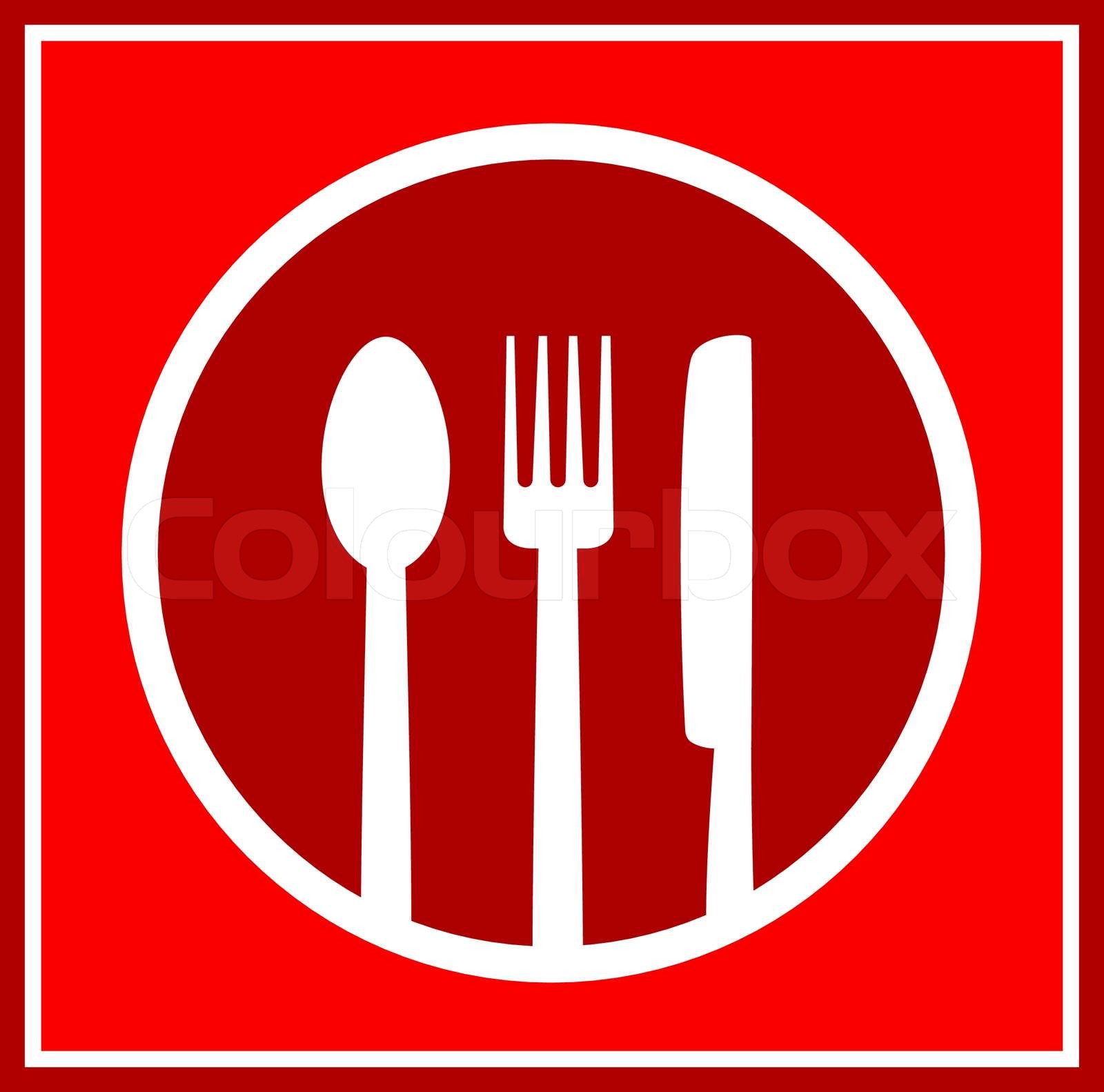 red restaurant sign with utensil | Stock vector | Colourbox