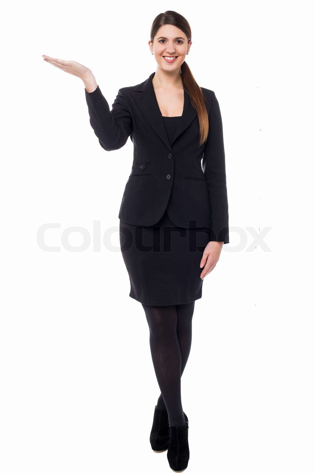 Pretty woman promoting business product | Stock image | Colourbox