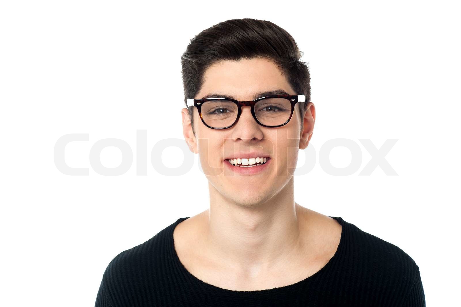Smiling cool handsome young guy in eyeglasses | Stock image | Colourbox