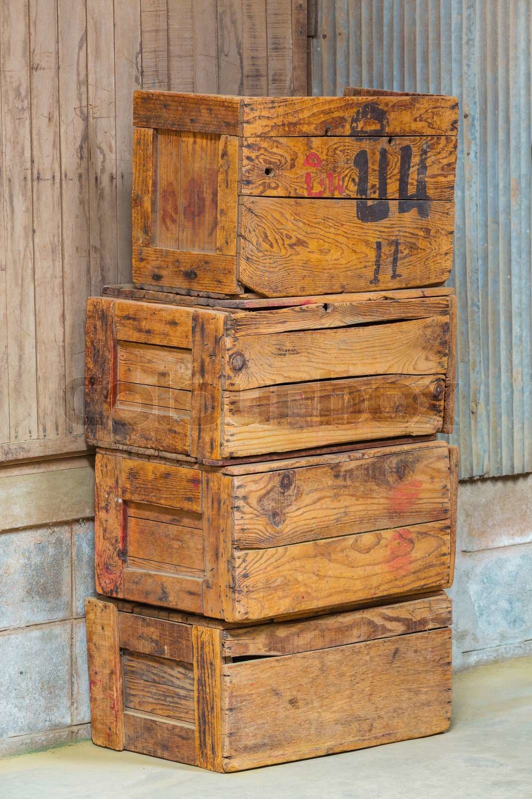 Old wood boxes | Stock image | Colourbox