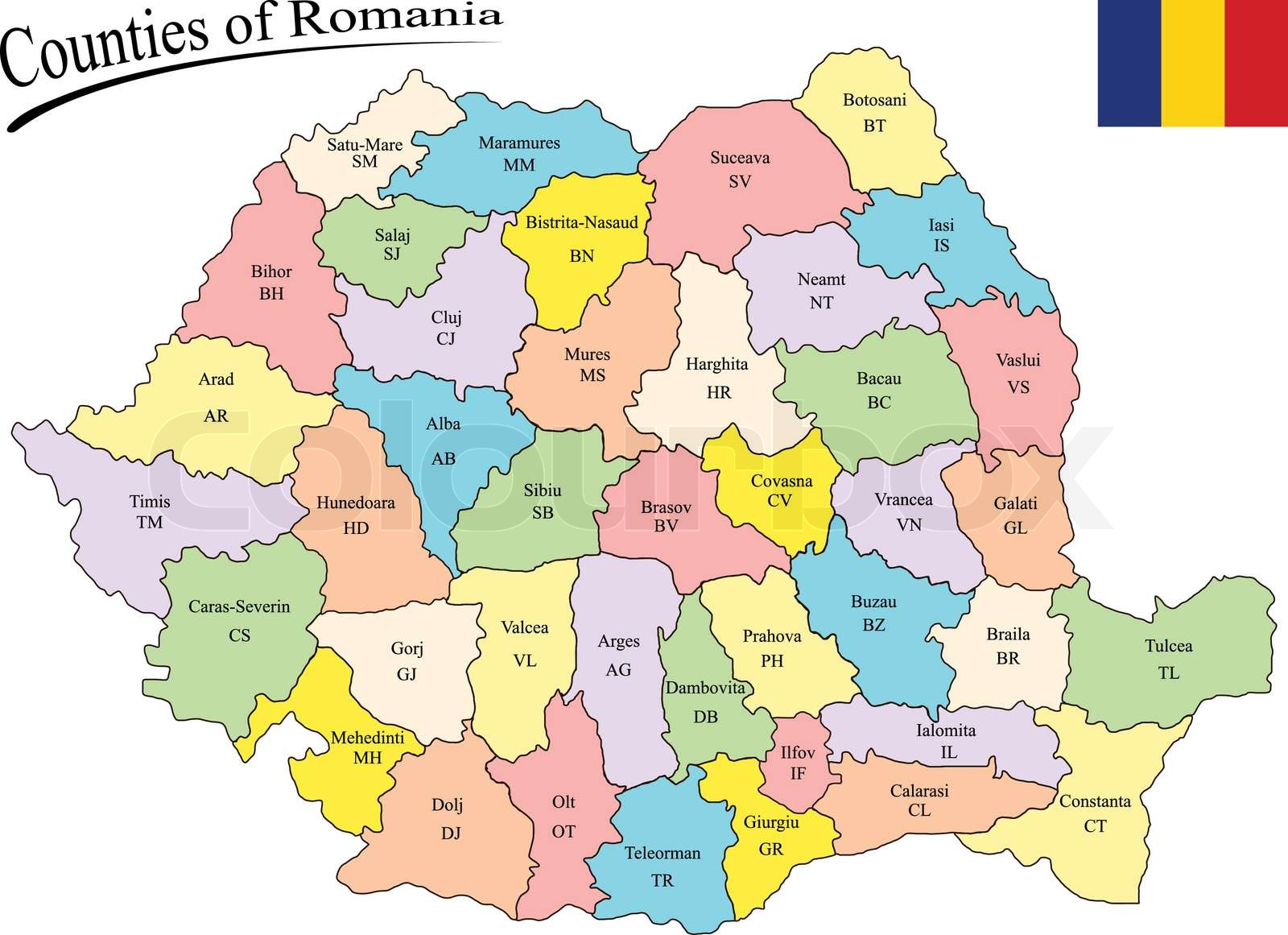 counties of romania | Stock vector | Colourbox