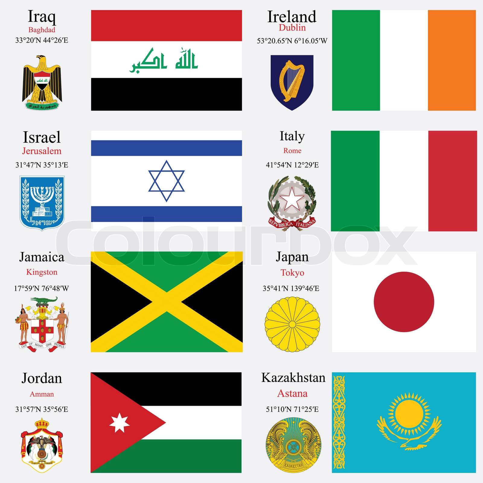 world flags and capitals set 11 | Stock vector | Colourbox