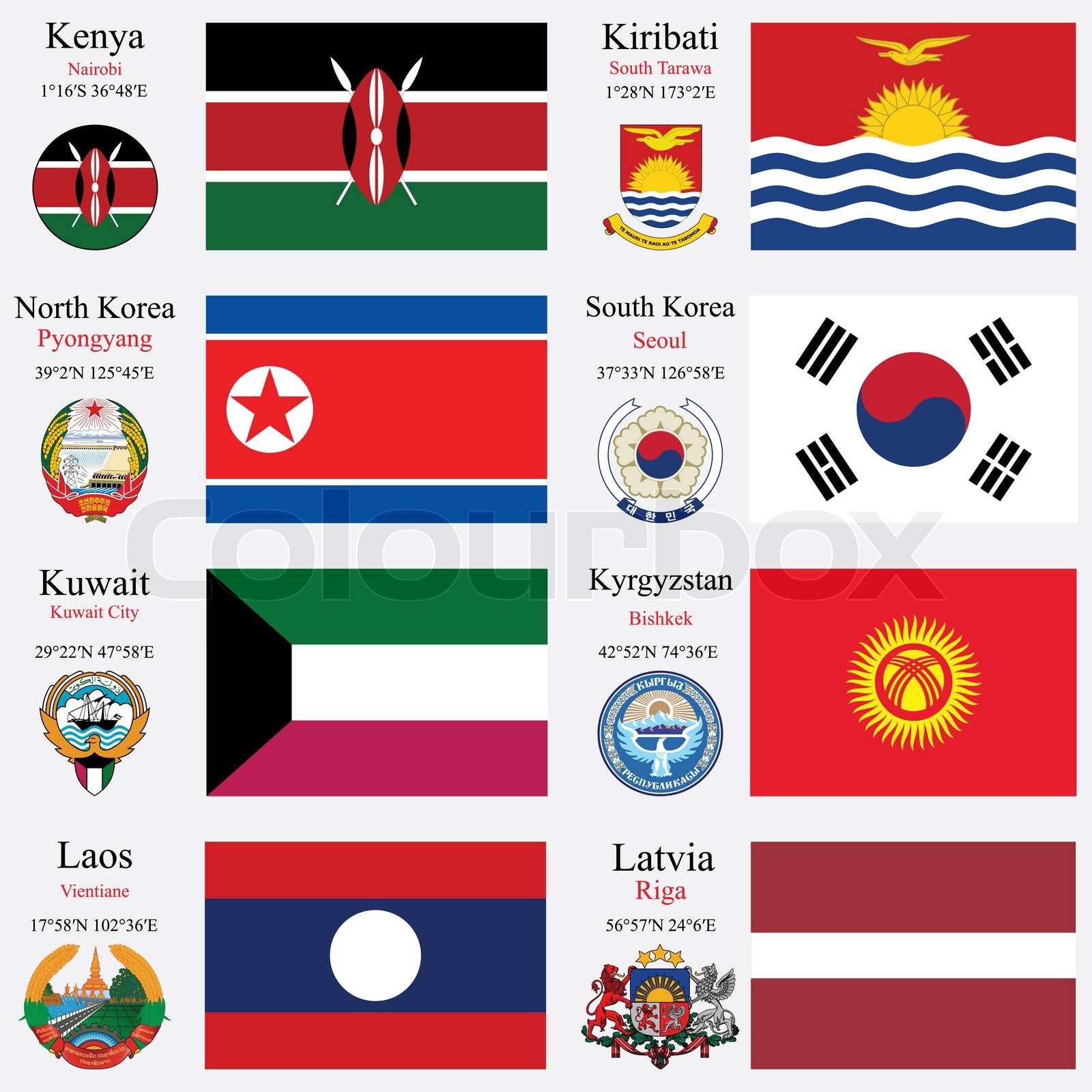 world flags and capitals set 12 | Stock vector | Colourbox