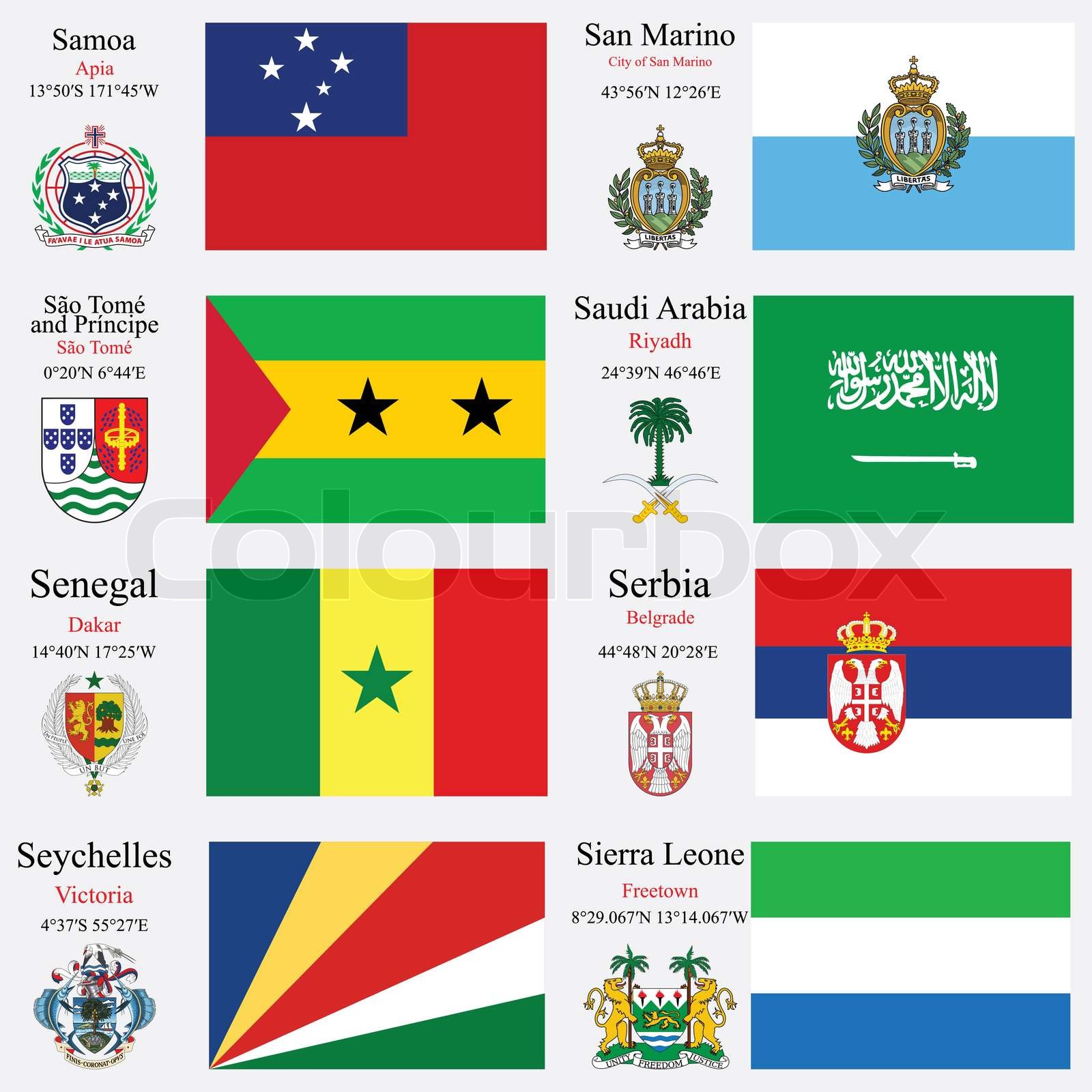 world flags and capitals set 21 | Stock vector | Colourbox