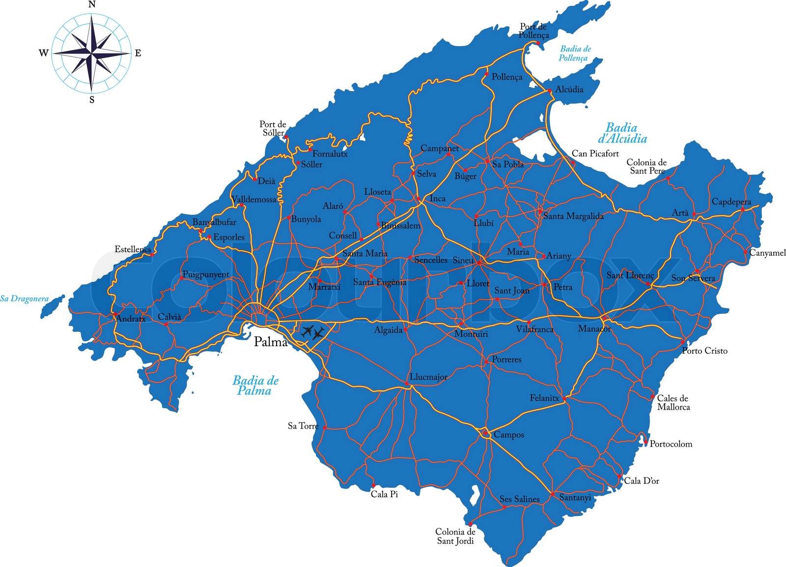 Majorca map | Stock vector | Colourbox