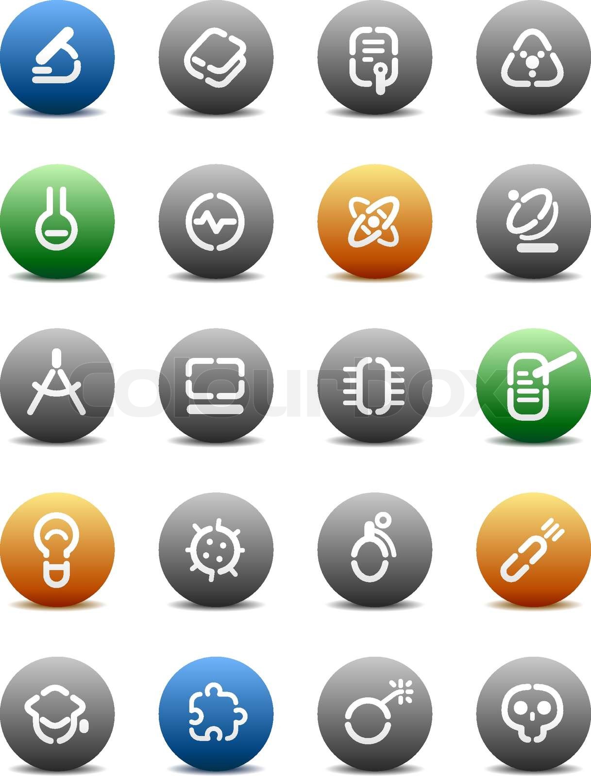 Stencil round buttons for science | Stock vector | Colourbox