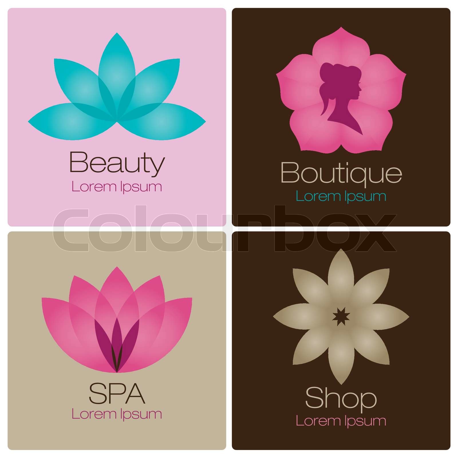flowers icons for spa and beauty salon | Stock vector | Colourbox