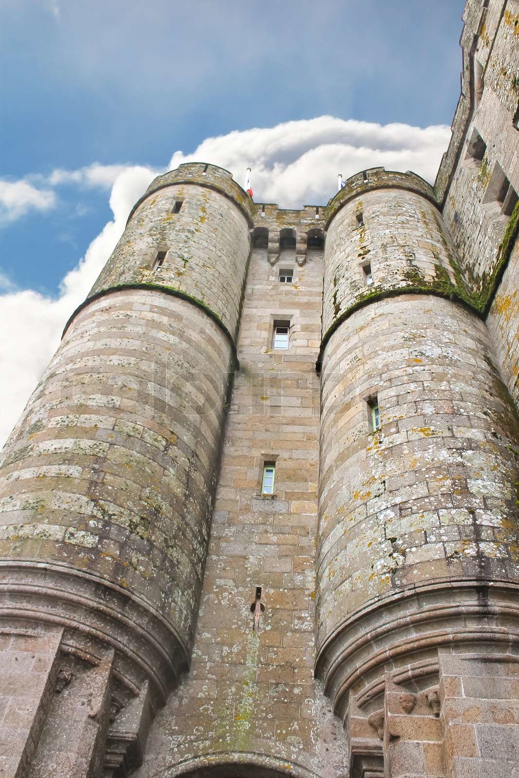Fortress wallsabbeyof Mont Saint Michel Normandy, France | Stock image ...