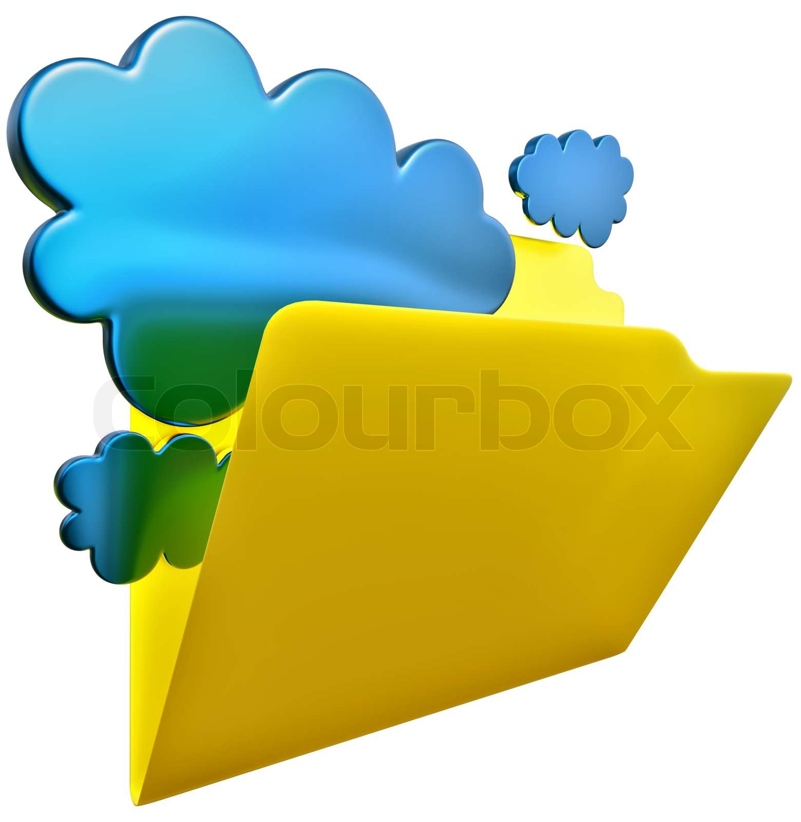 folder with blue clouds as symbol of cloud storage | Stock image ...