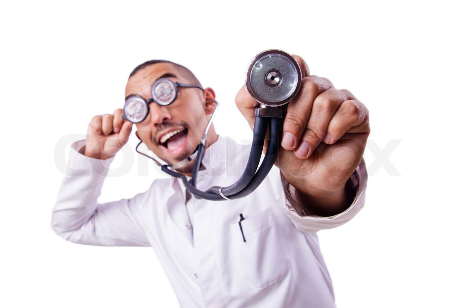 Funny doctor isolated on the white | Stock image | Colourbox