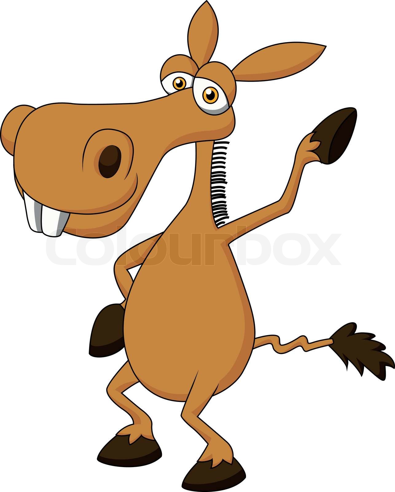 Cute donkey cartoon waving | Stock vector | Colourbox