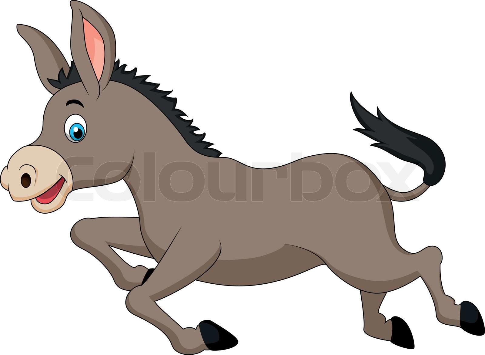 Cute donkey cartoon running | Stock vector | Colourbox