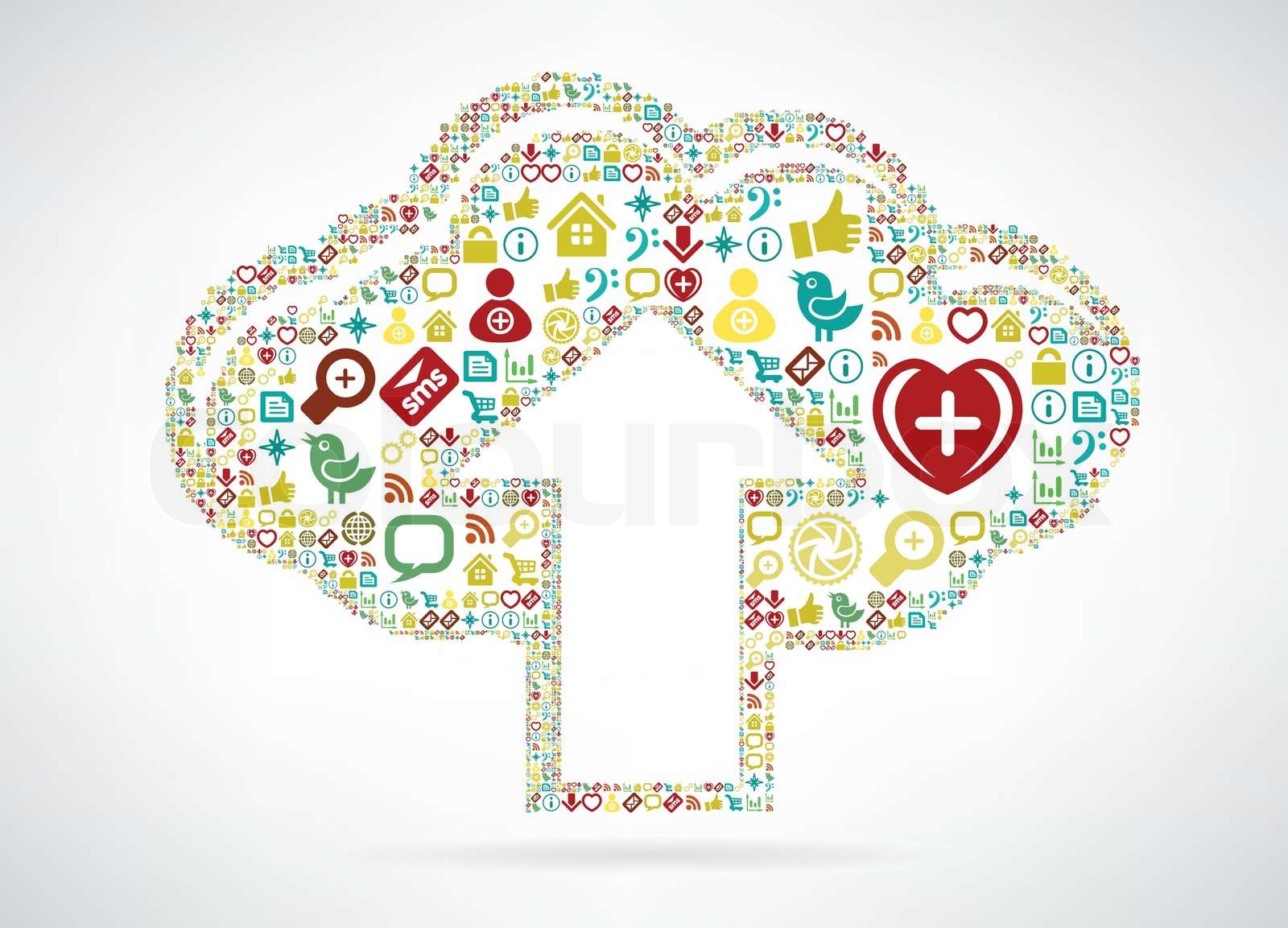 Cloud and arrow with different icons | Stock vector | Colourbox