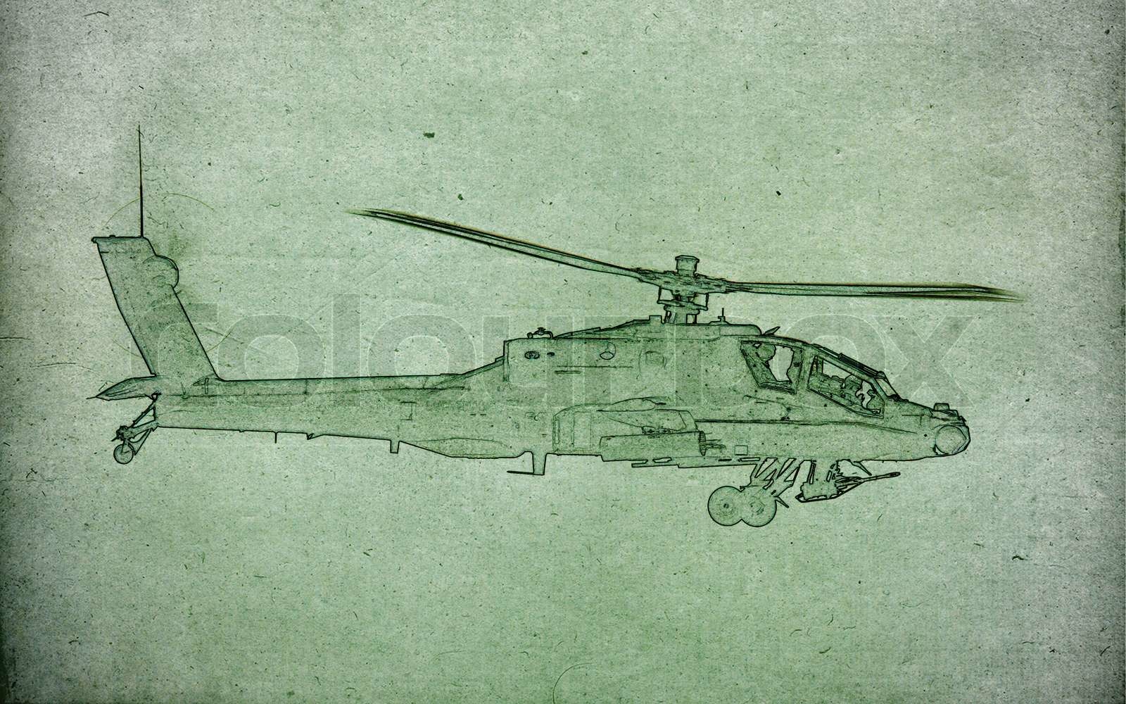 Drawing of an Fighter Helicopter | Stock image | Colourbox