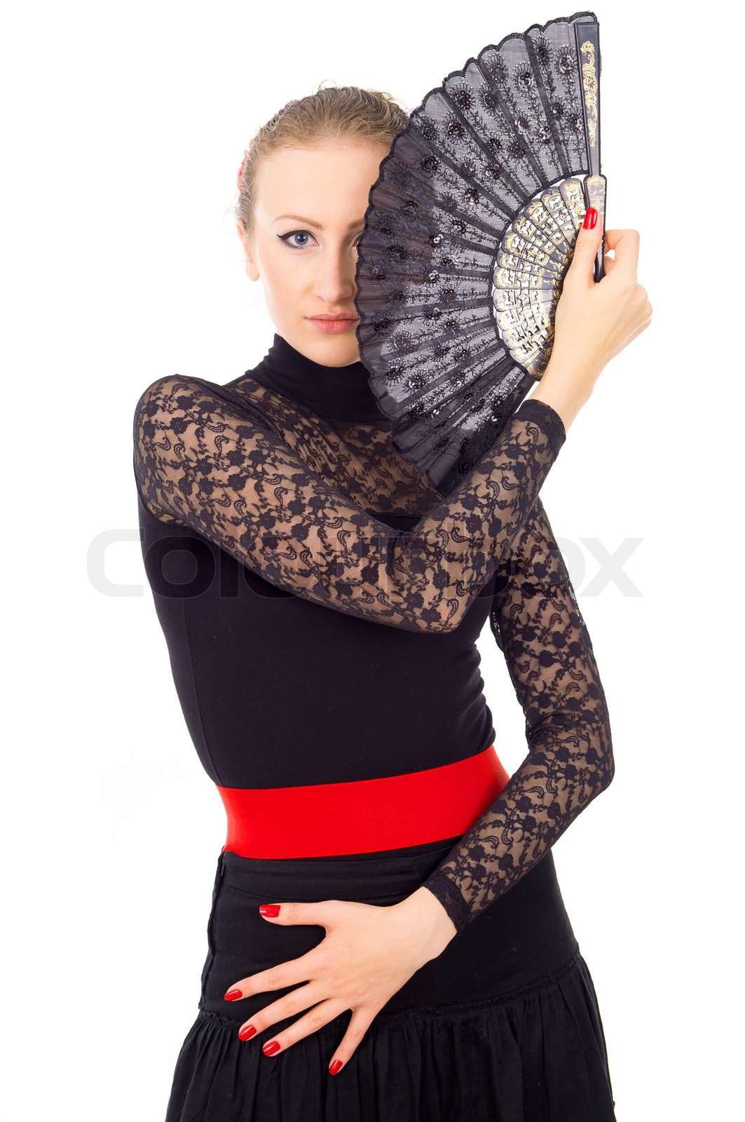 portrait of a girl with a Fan | Stock image | Colourbox