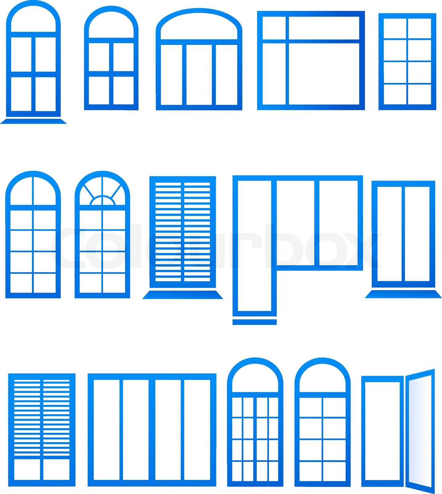 set of blue window icons | Stock vector | Colourbox