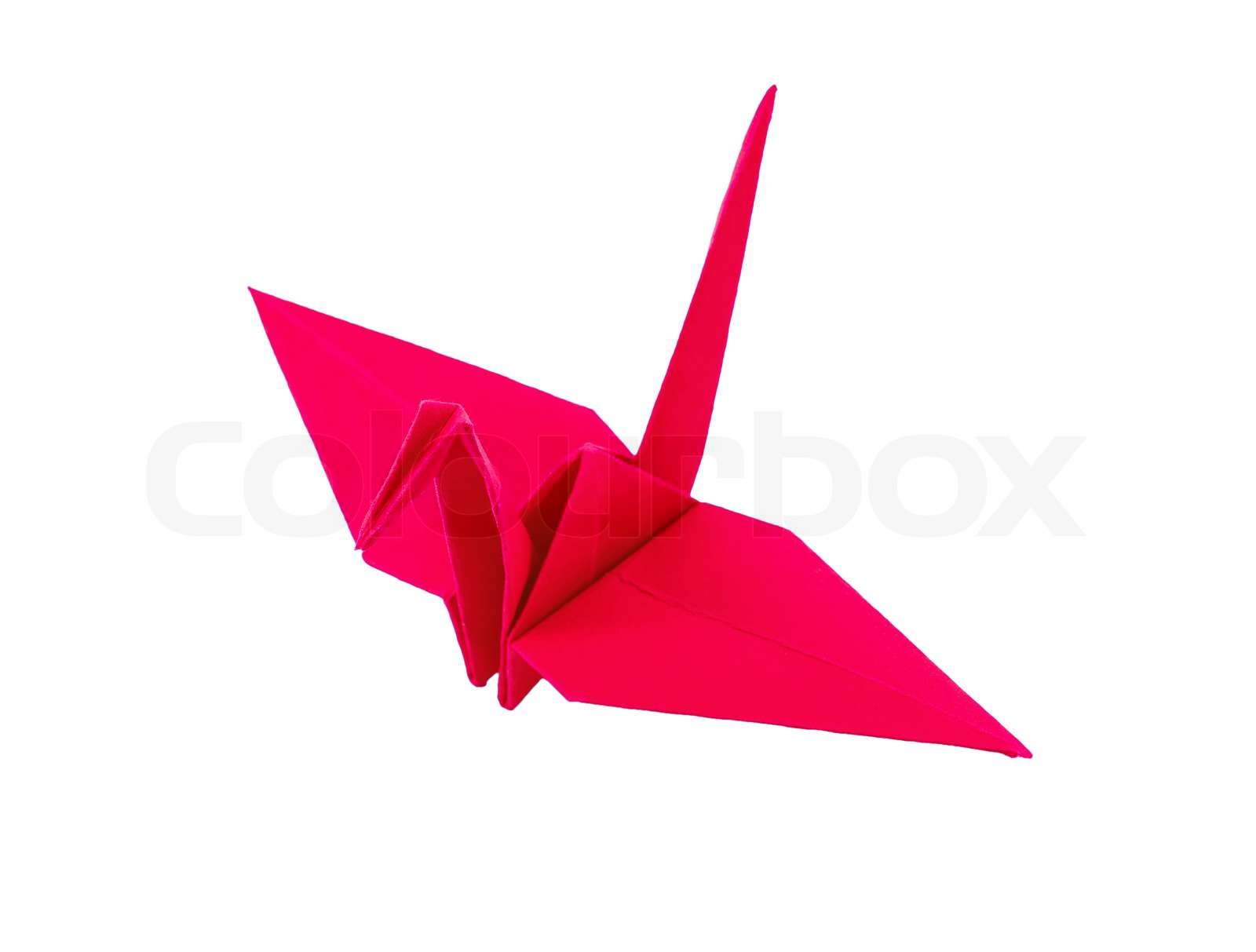 origami rødt papir fugl på hvid baggrund | Stock foto | Colourbox