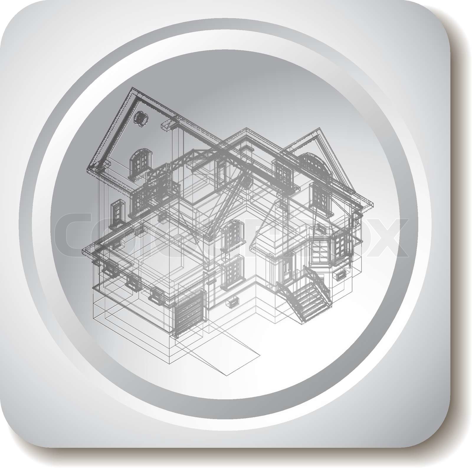 Button with a 3d building model icon for your business site | Stock ...