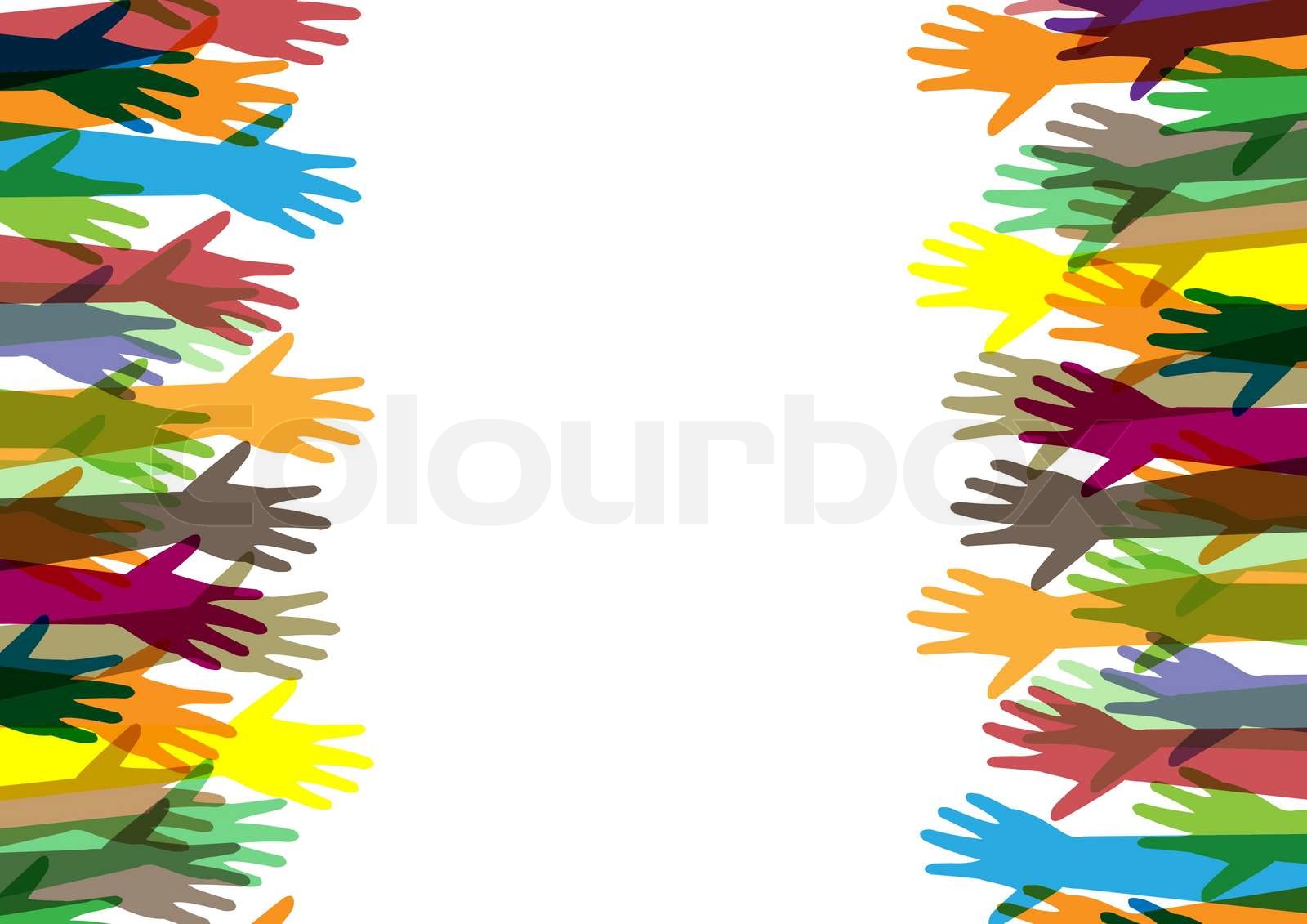hands of different colors cultural and ethnic diversity, vector ...
