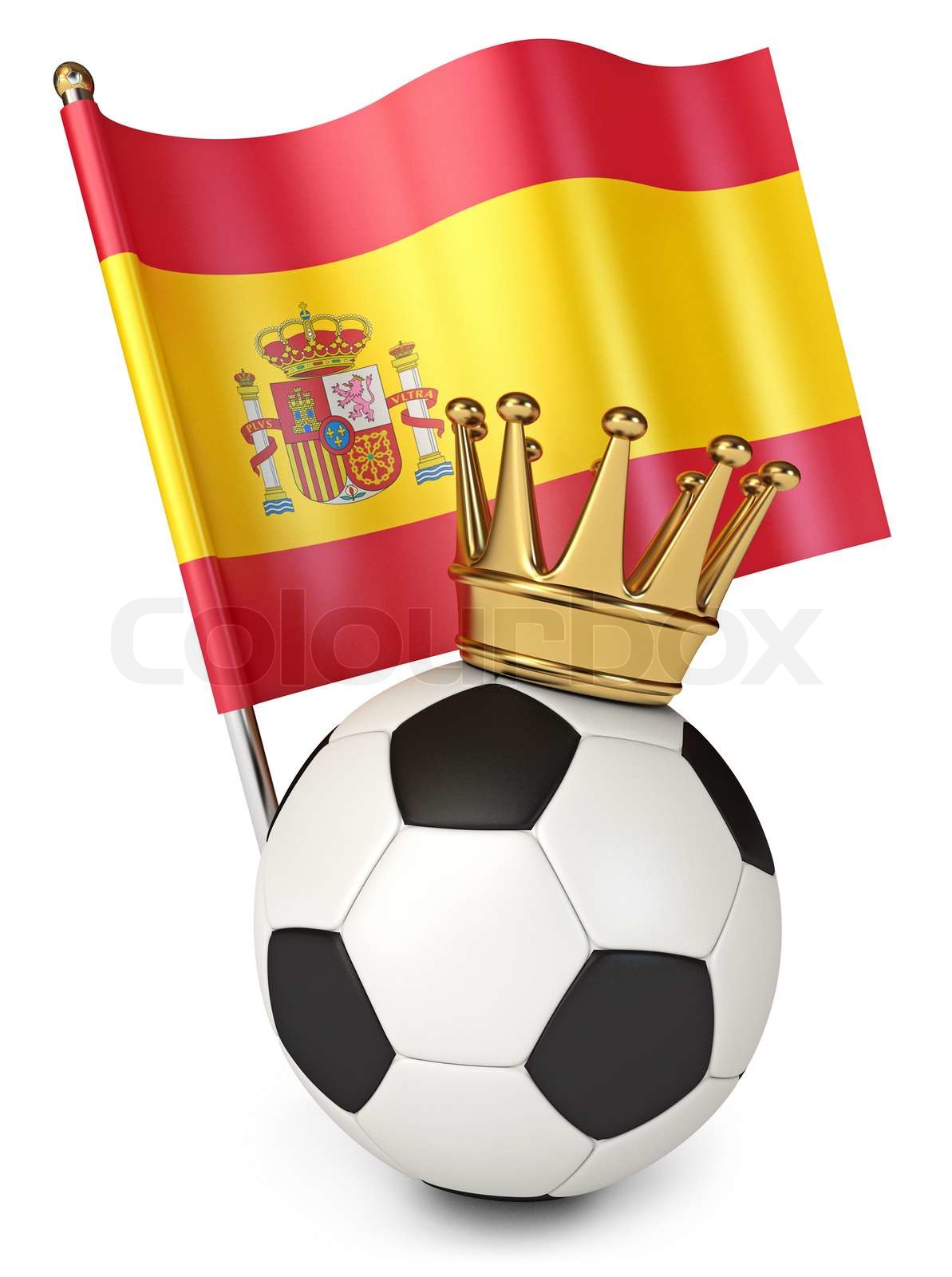 Soccer ball with a golden crown Flag of Spain | Stock image | Colourbox