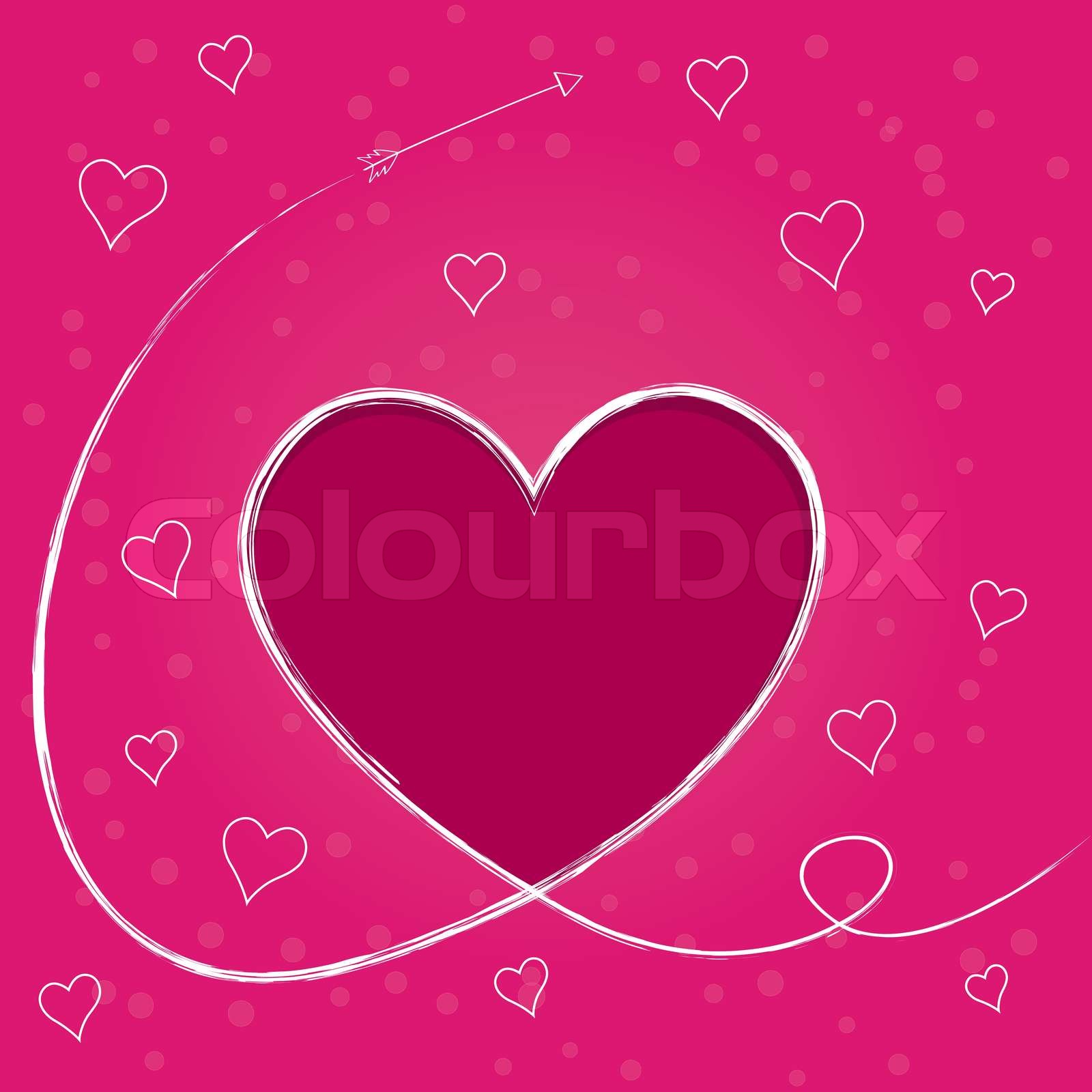 Card med hjerte og sporet af Amors pil | Stock vektor | Colourbox