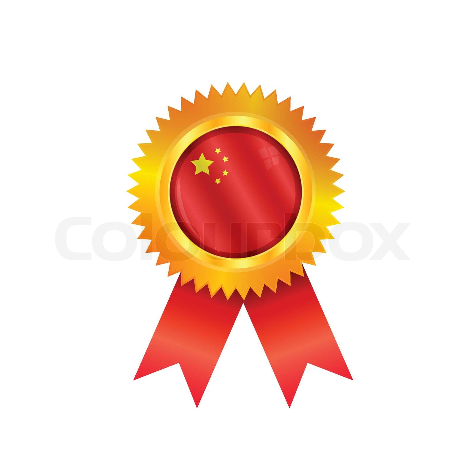 Kina flag på guld medalje | Stock vektor | Colourbox