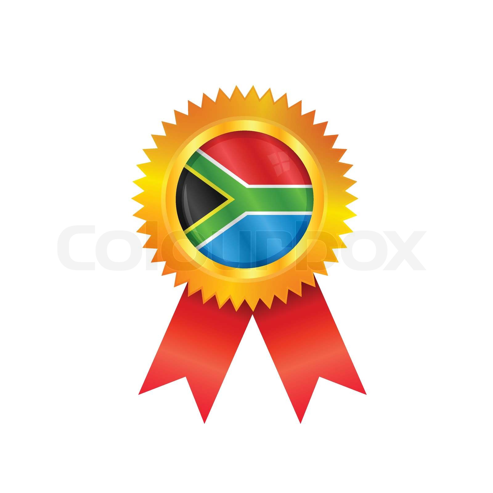 South Africa flag on gold medal | Stock vector | Colourbox