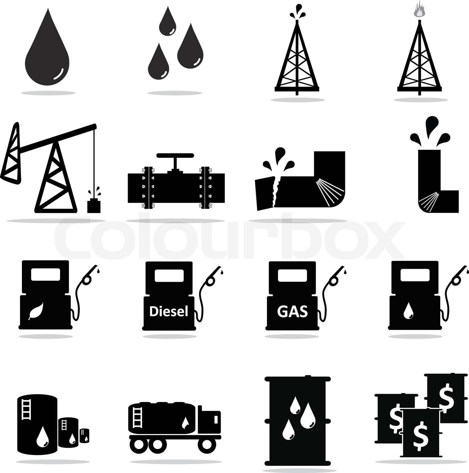 Oil icons set | Stock vector | Colourbox
