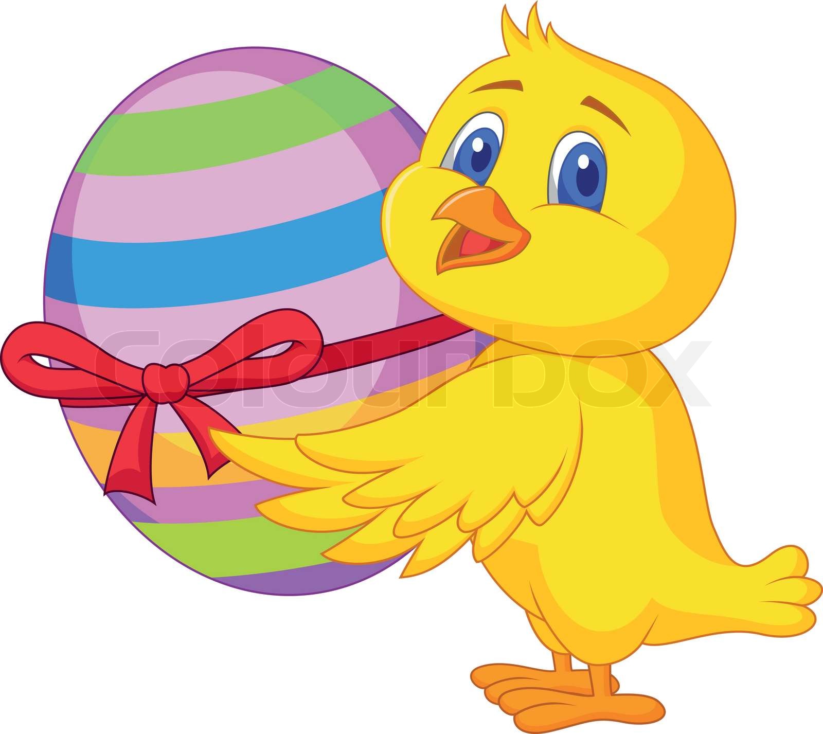 Cute chicken cartoon with easter egg | Stock vector | Colourbox